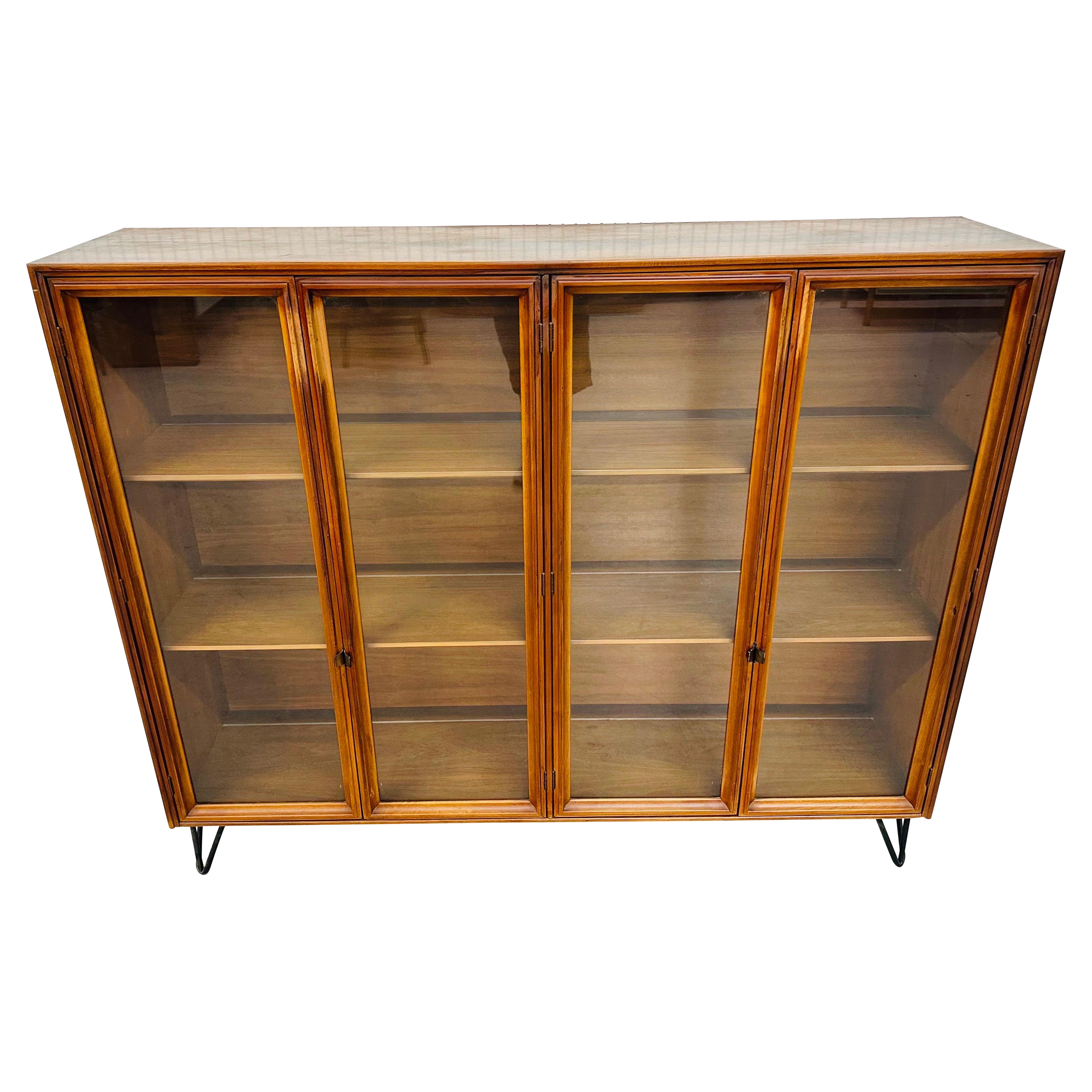 Mid Century Walnut Bookcase For Sale at 1stDibs