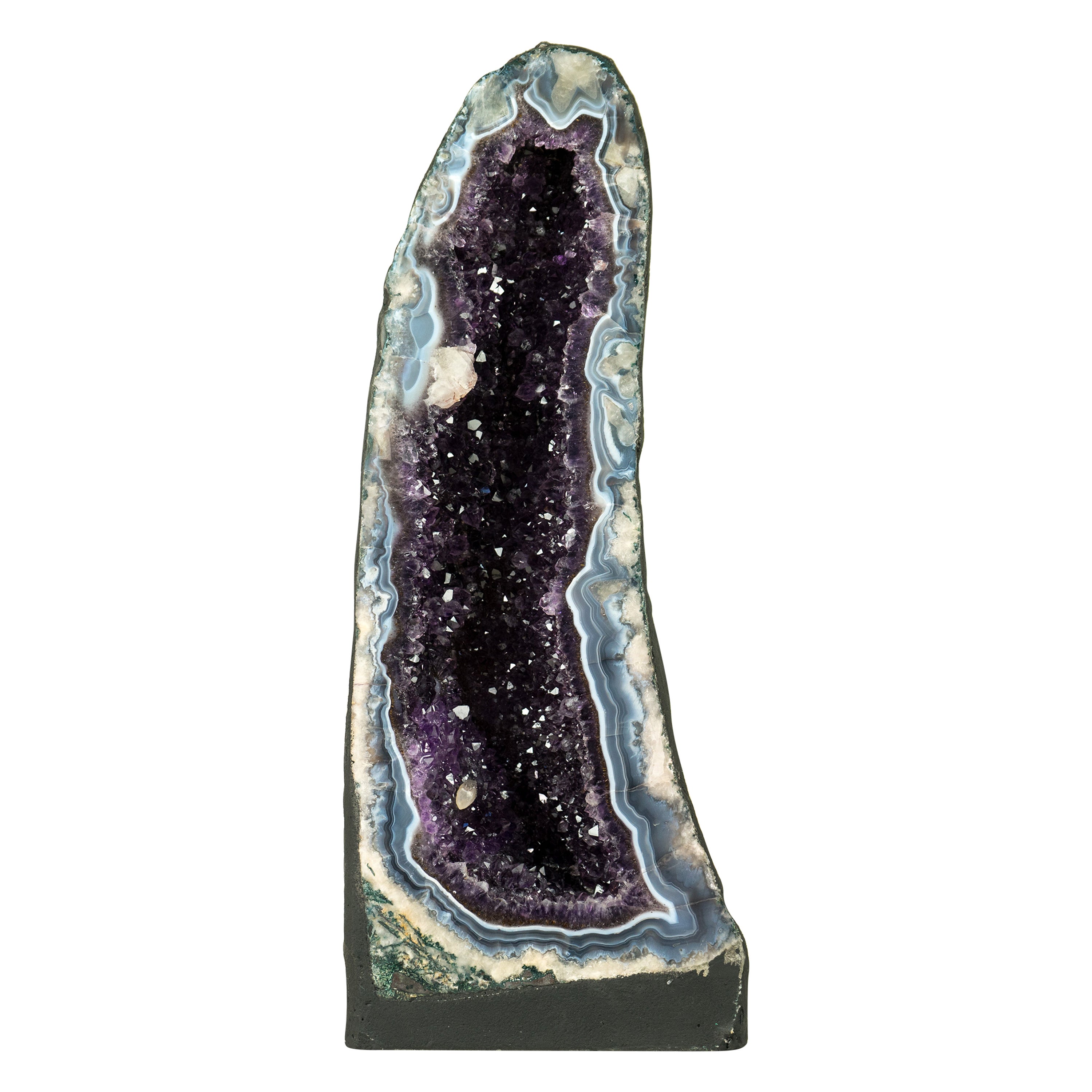 Pair of Landscaped Sea Blue Agate Geodes with Crystal Quartz ps. after ...