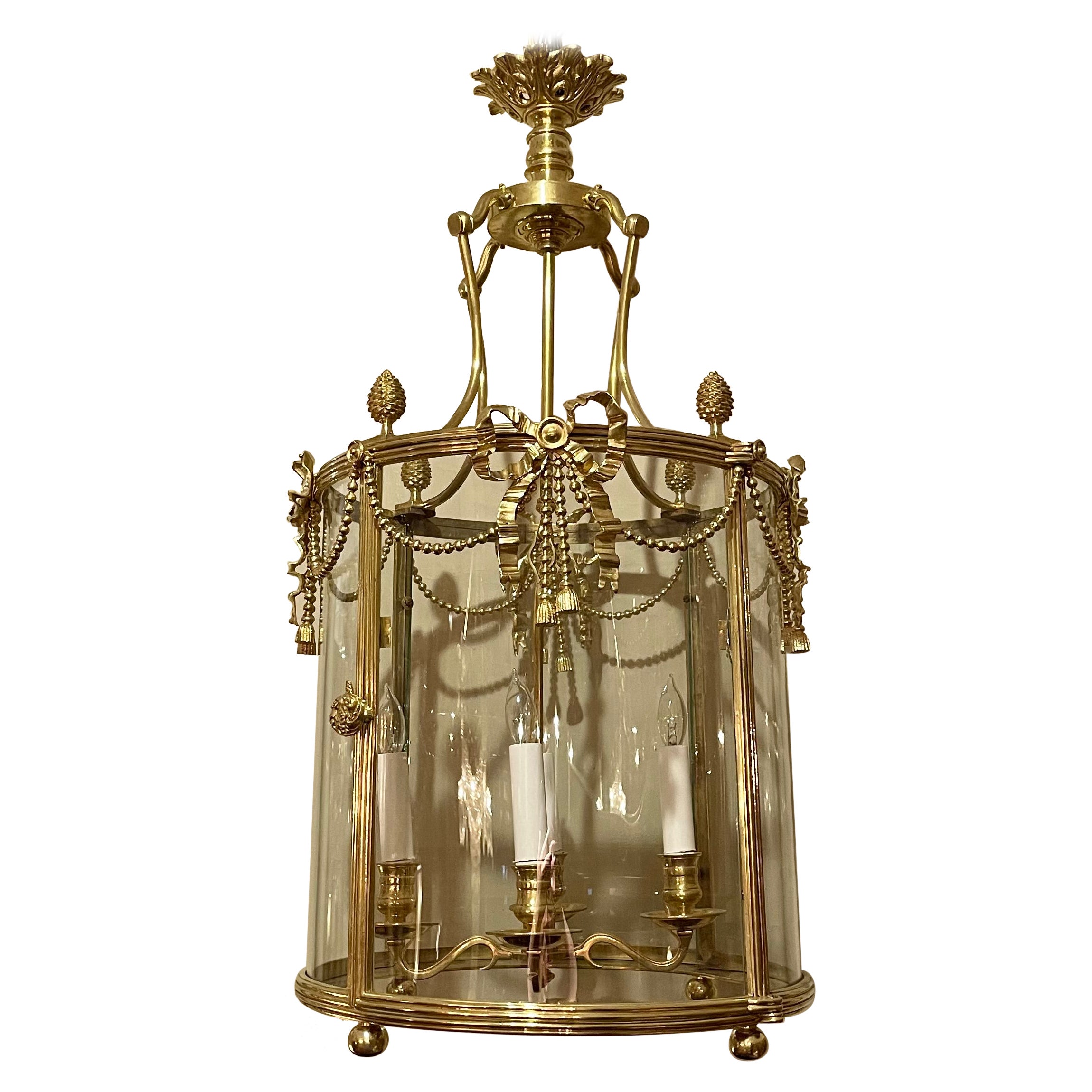 Petite Antique French Louis XVI Gold Bronze Hall Lantern, Circa 1900 ...