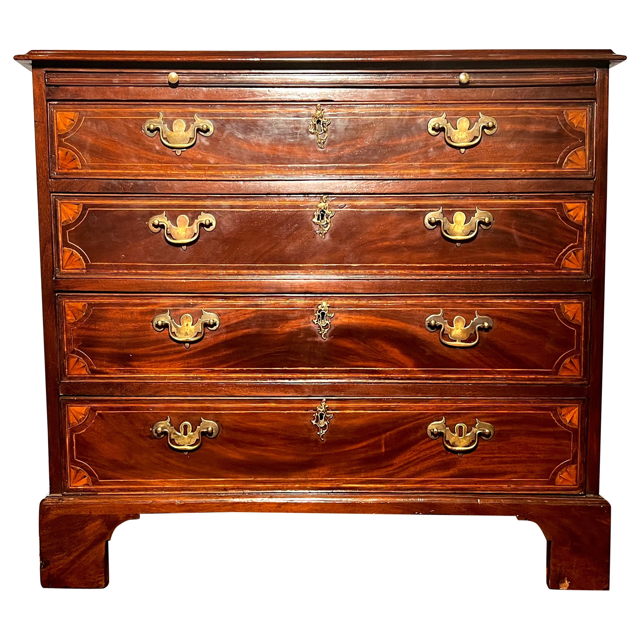 Antique English Sheraton Mahogany Satinwood Band Bachelors Chest For ...