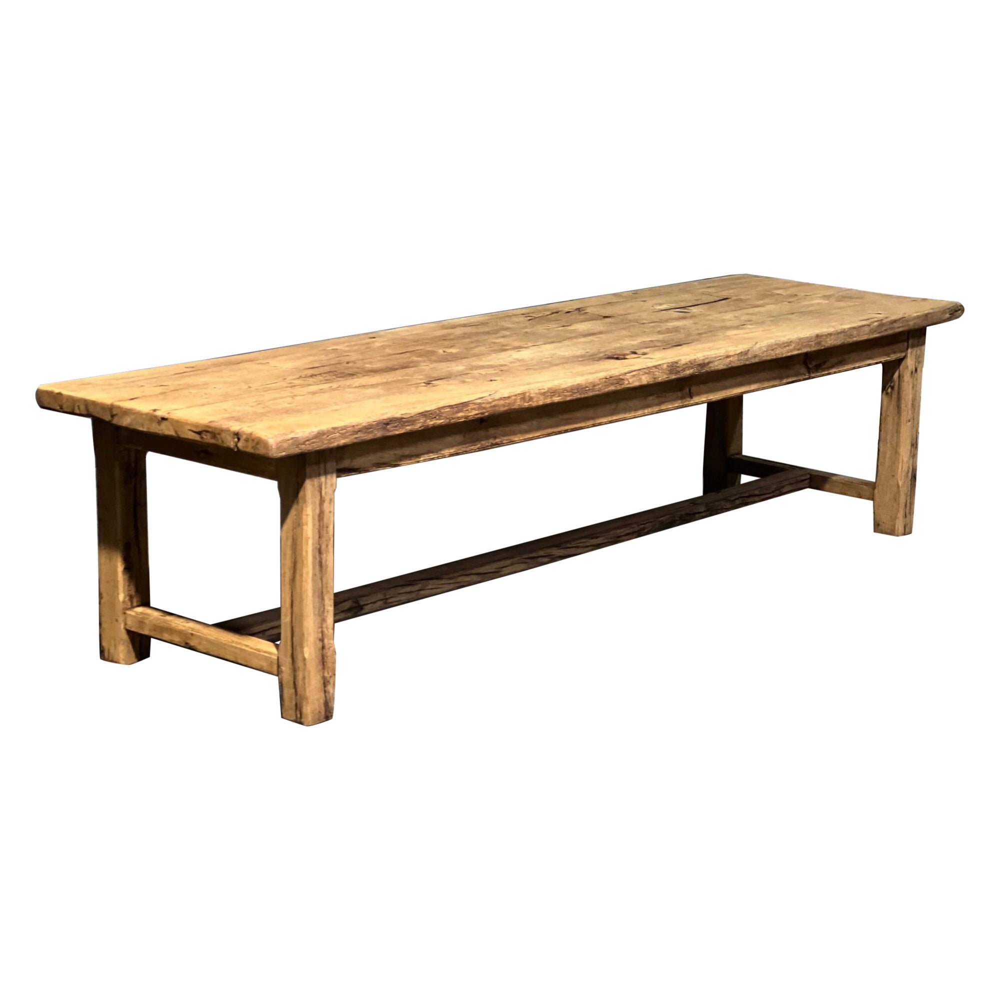 Huge French Bleached Oak Farmhouse Dining Table For Sale at 1stDibs