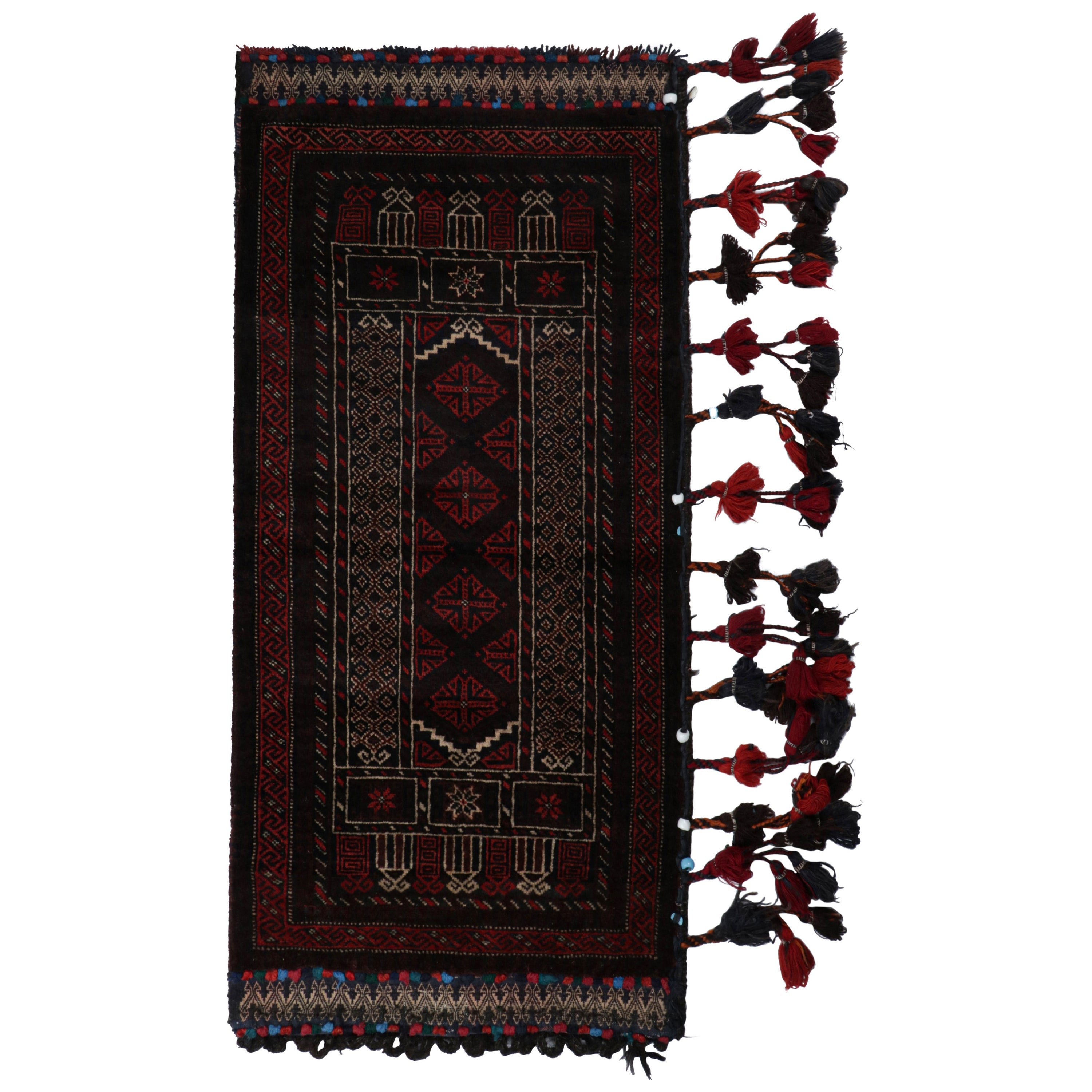 Vintage Baluch Persian rug in Black and Red Tribal Patterns from Rug ...