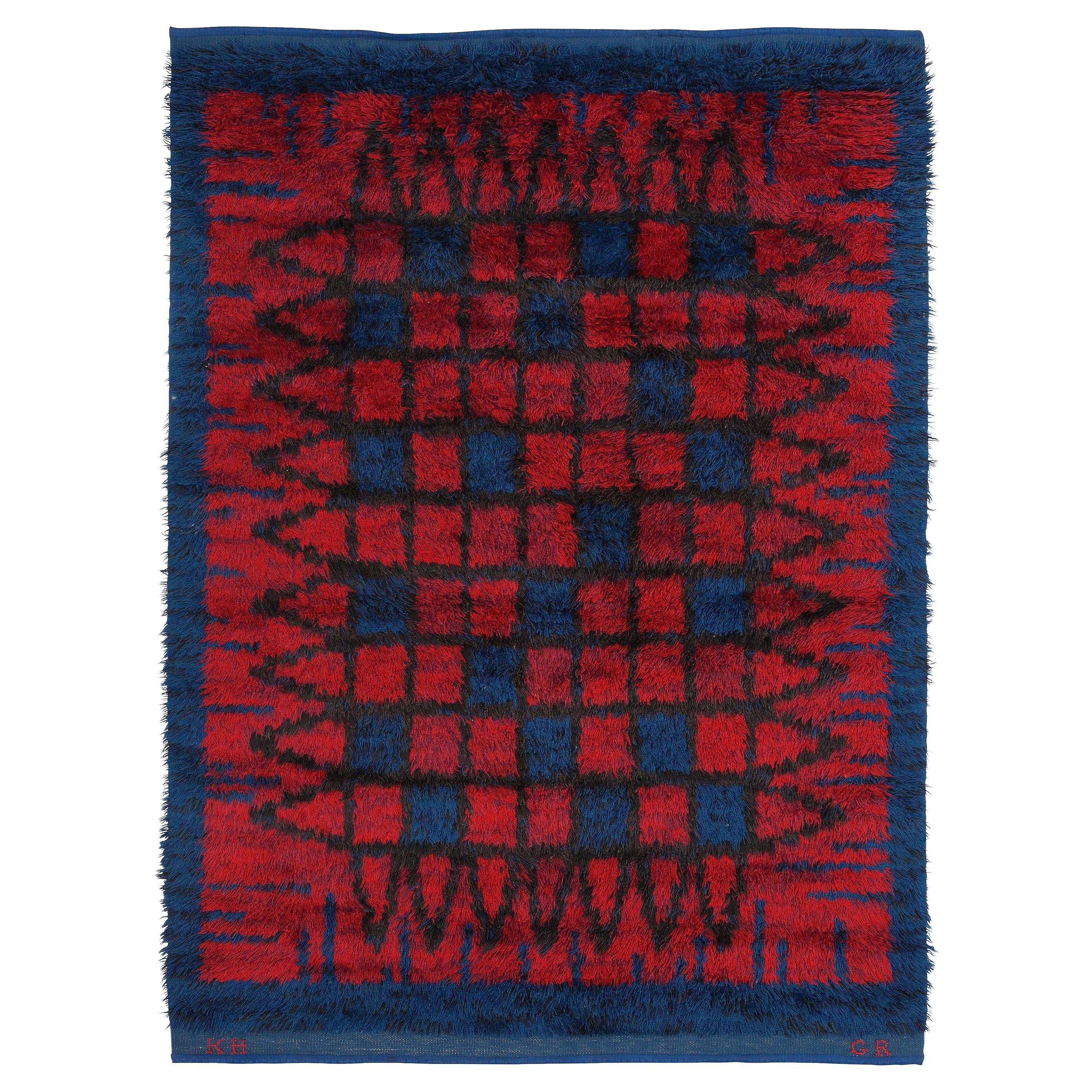 Doris Leslie Blau Collection Midcentury Swedish Pile Rya Rug Signed “KH ...