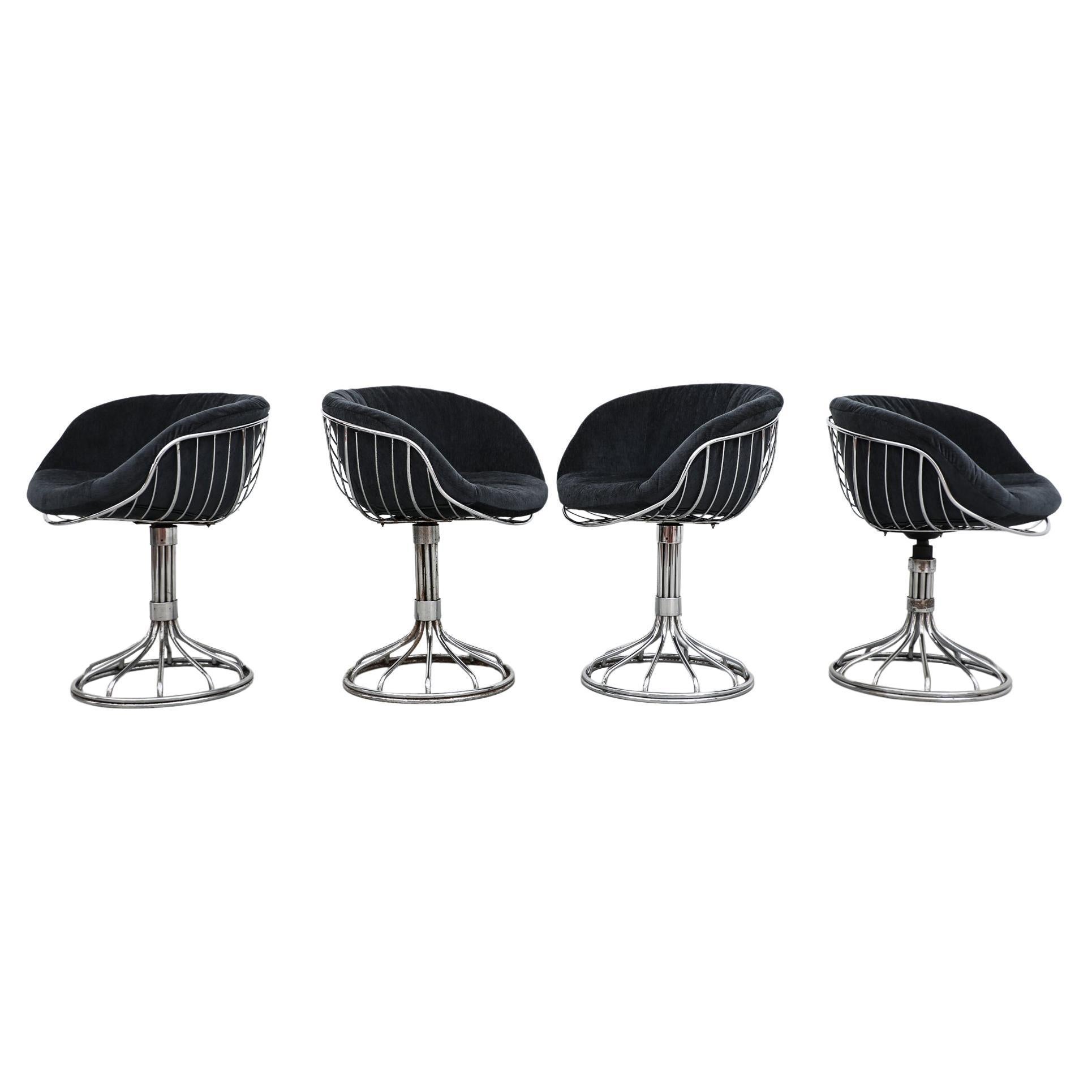 Set of 4 Mid-Century Gastone Rinaldi for RIMA Italia Chrome Pan Am ...