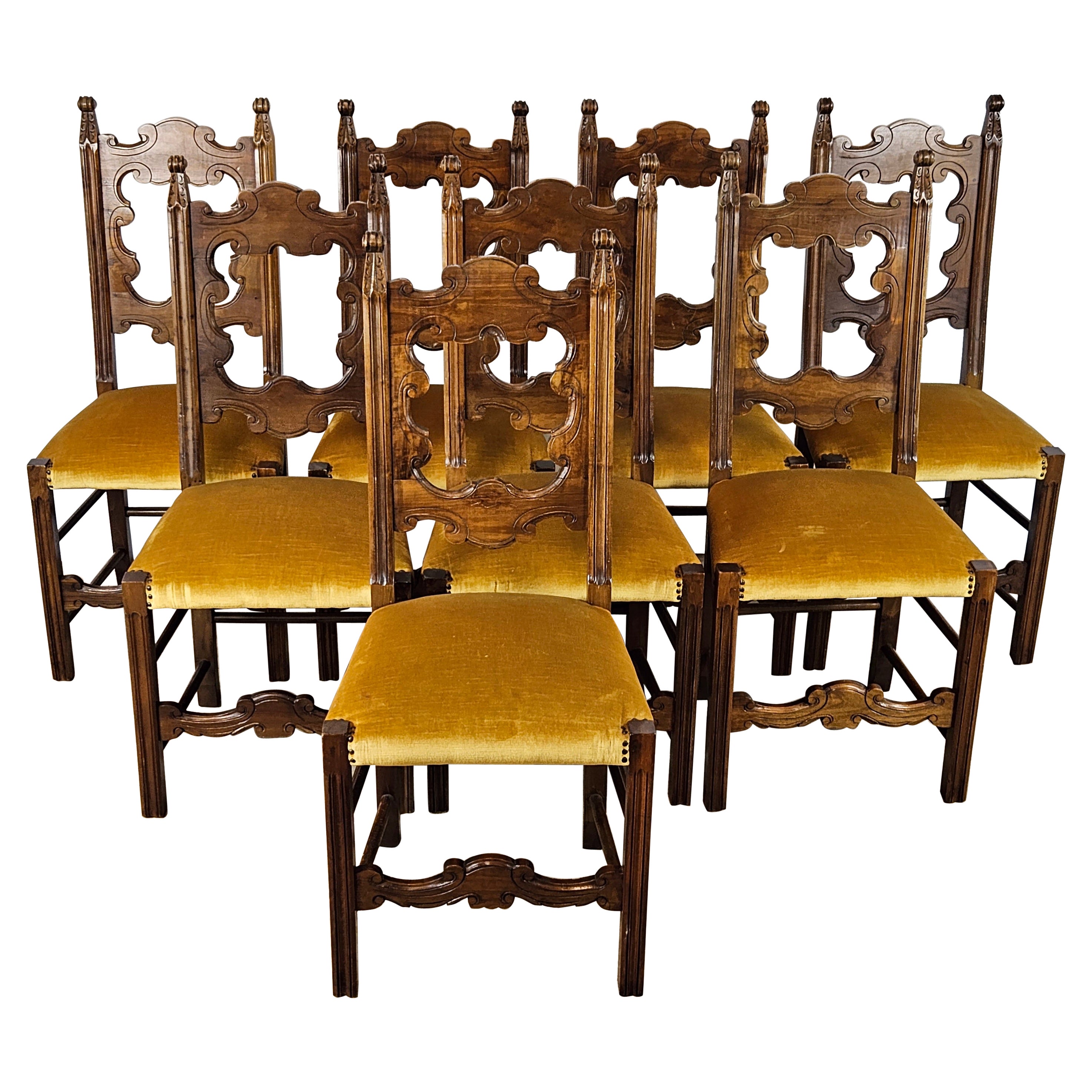 Six Renaissance style Leather sling chairs For Sale at 1stDibs