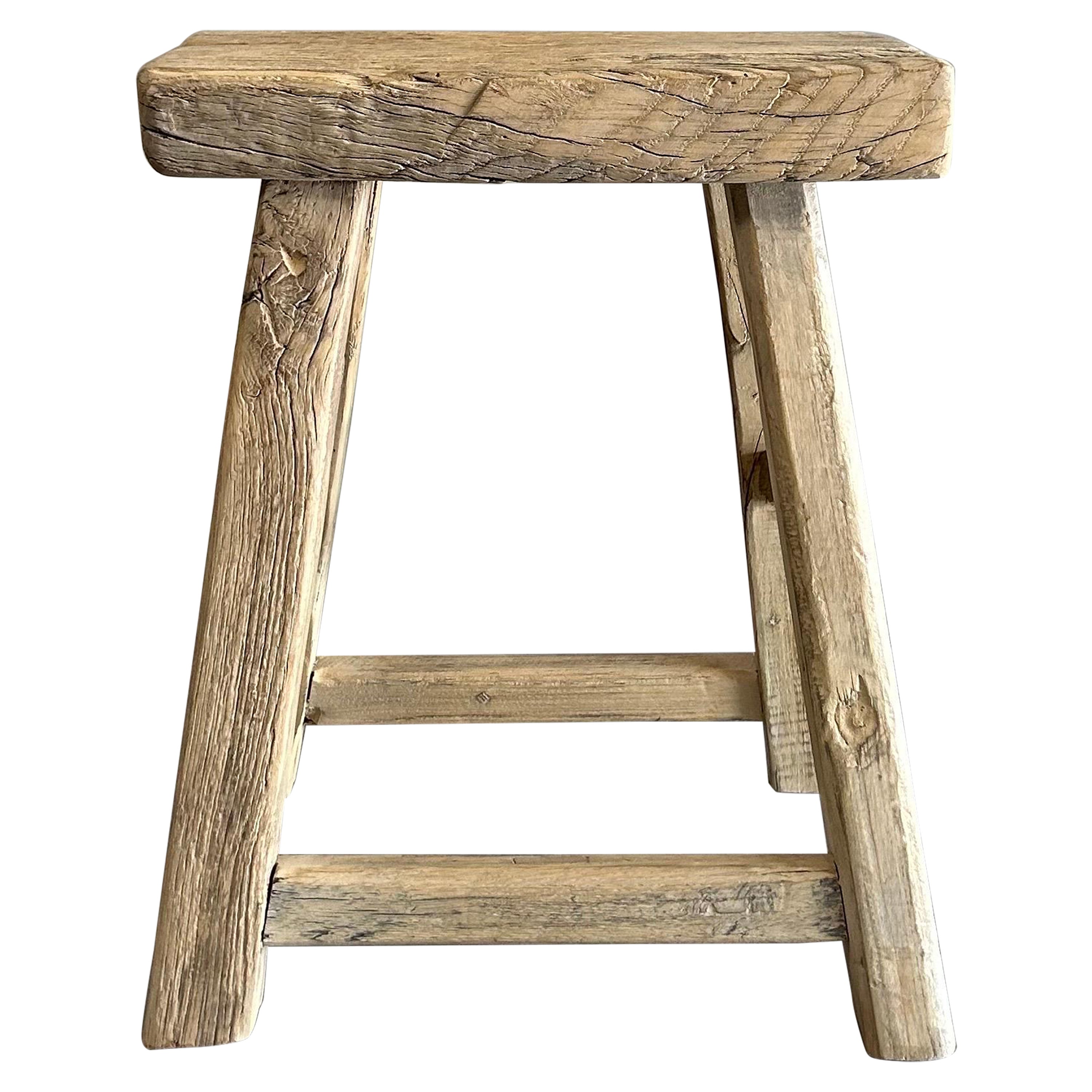 Vintage Reclaimed Teak Rustic Zen Temple or Garden Stool For Sale at ...