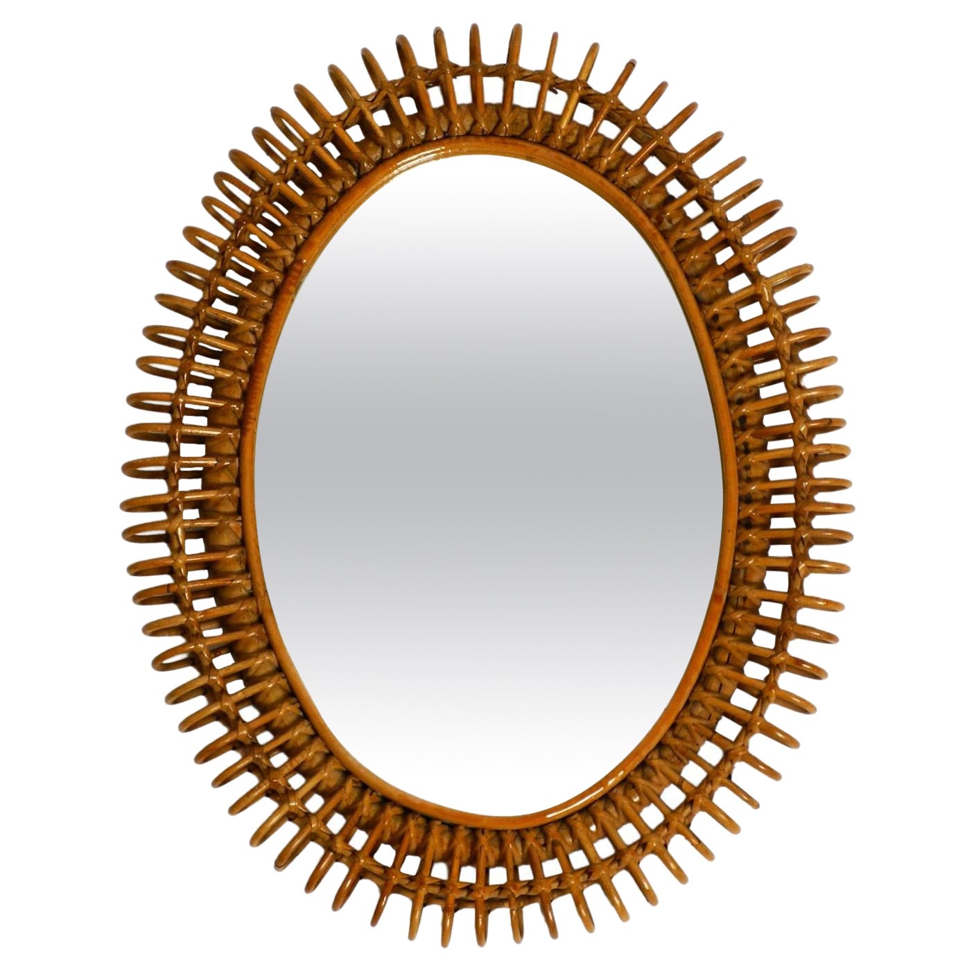 Beautiful 1960s Italian bamboo oval wall mirror in loop design For Sale ...