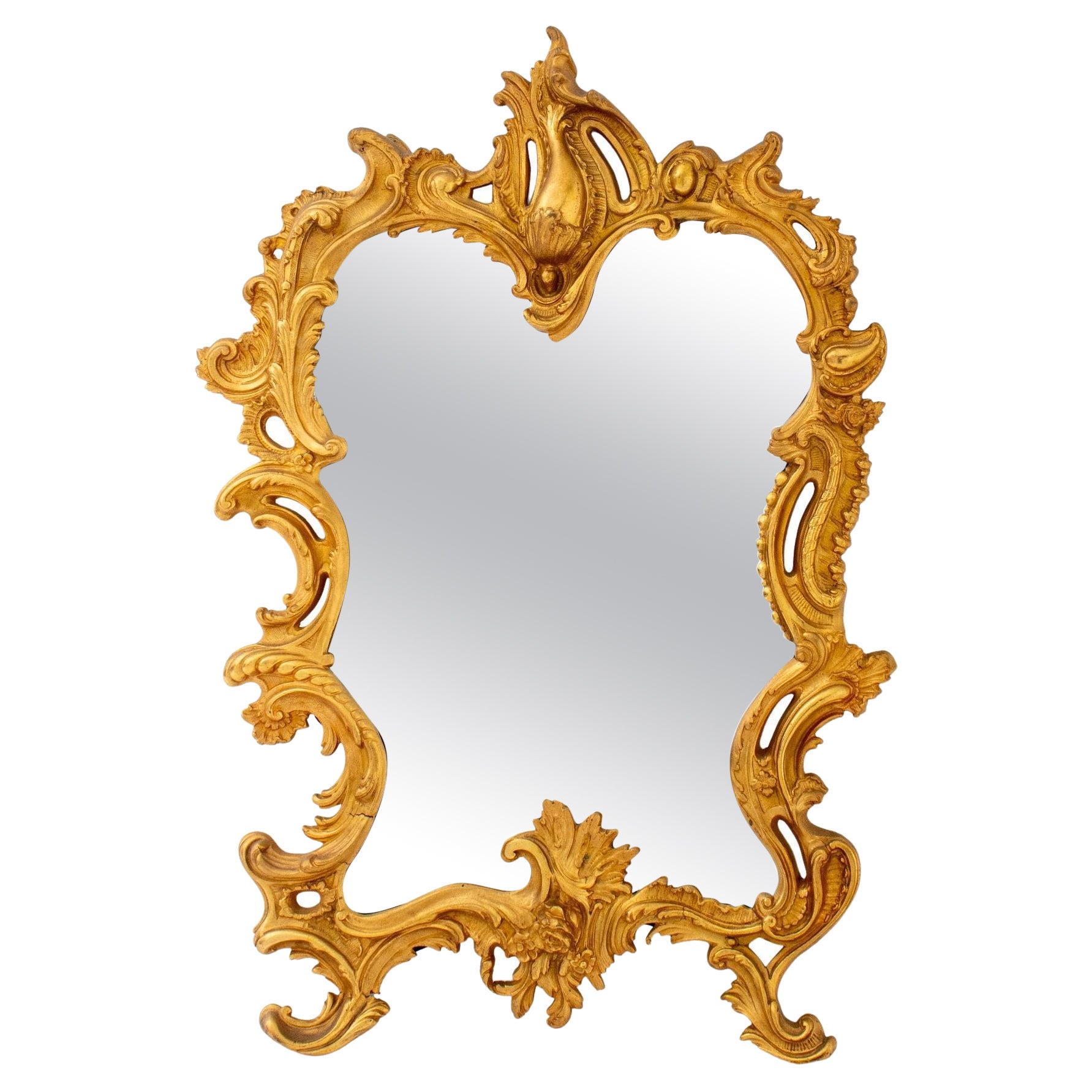 19th Century Antique gilded Rococo wall mirror For Sale at 1stDibs