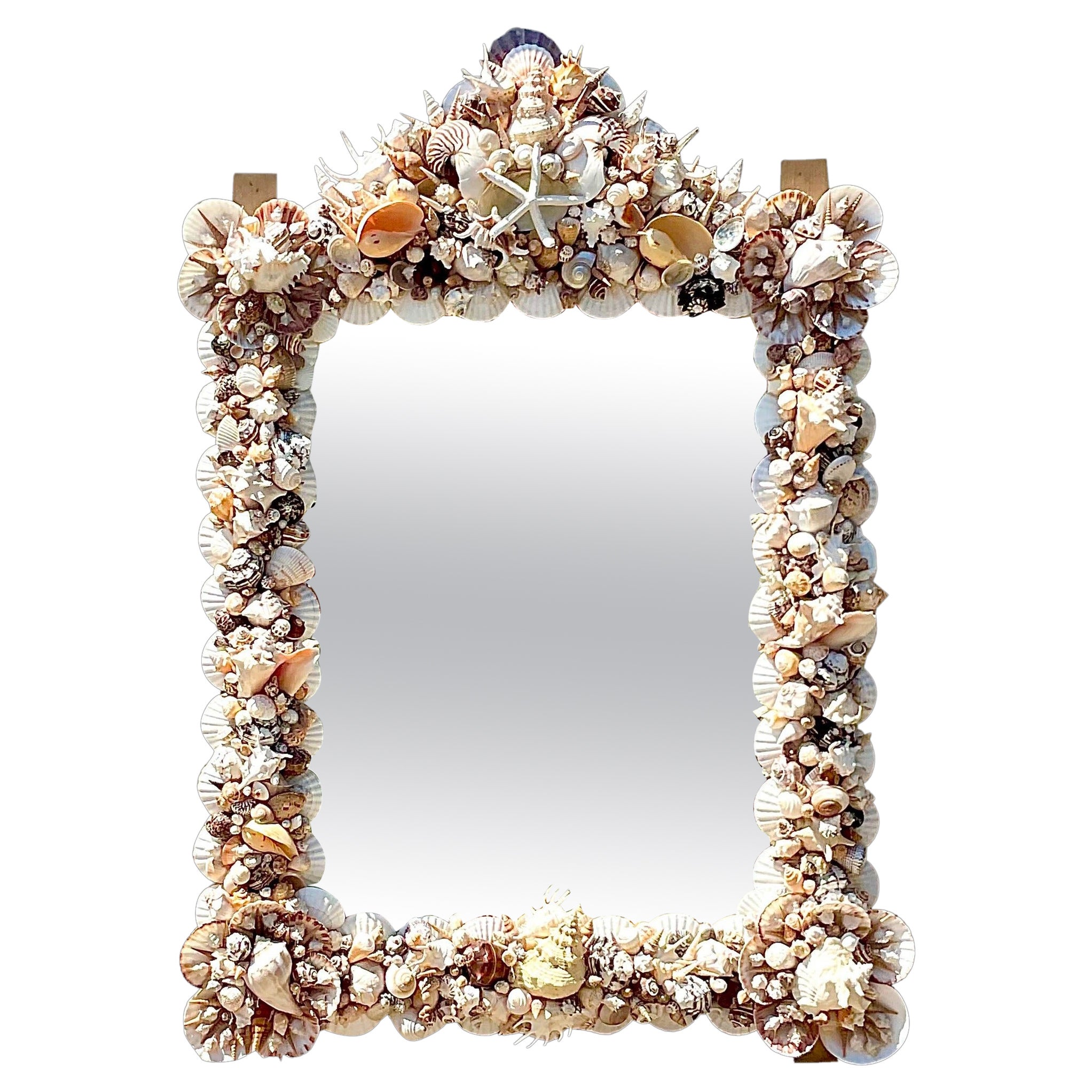 Late 20th Century Vintage Coastal Cast Plaster Clam Shell Mirror For ...