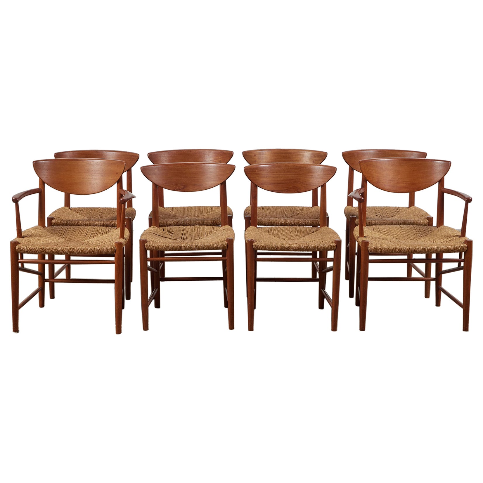 Set of Eight Peter Hvidt and Orla Mølgaard-Nielsen Paper Cord Dining ...