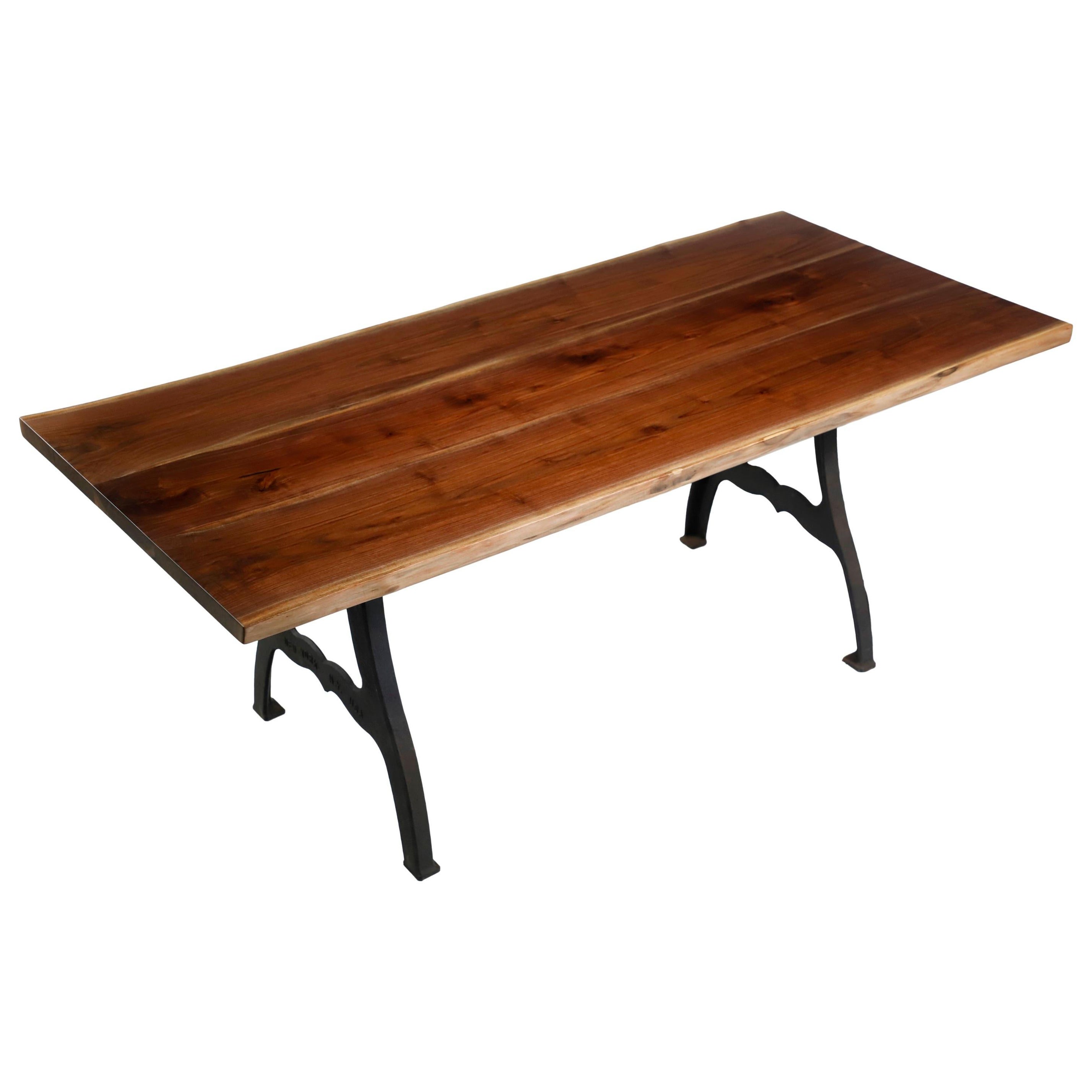 4 ft Live Edge Solid Walnut Table Iron New York, NY Legs For Sale at ...