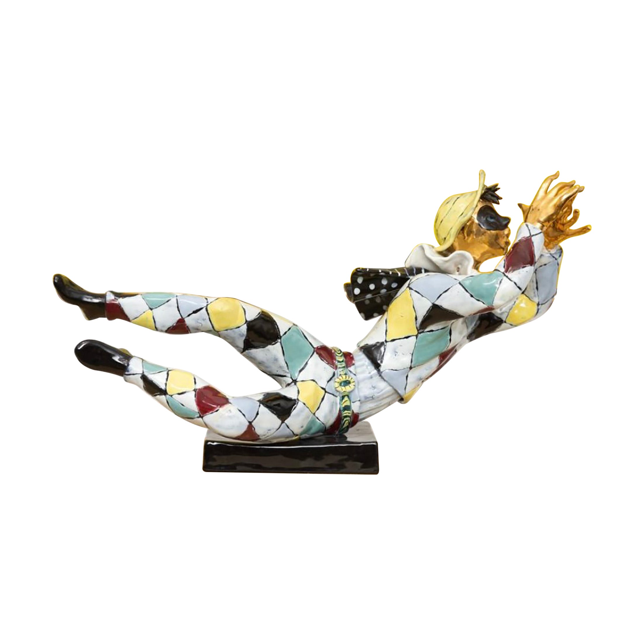 Vintage Italian Ceramic Harlequin Figure For Sale at 1stDibs