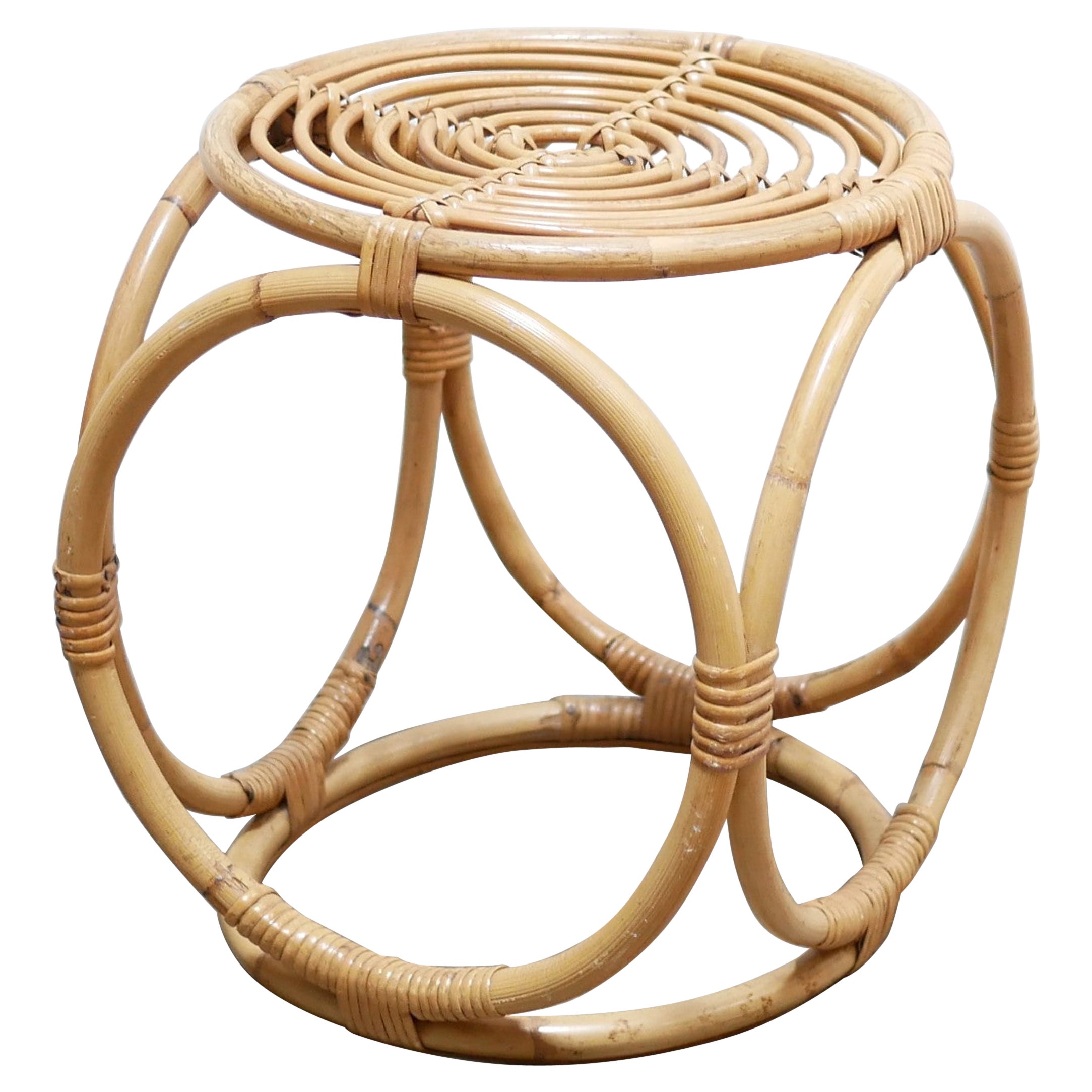 Vintage Refinished Black Rattan Resin Top Octagon Side Tables - a Pair ...