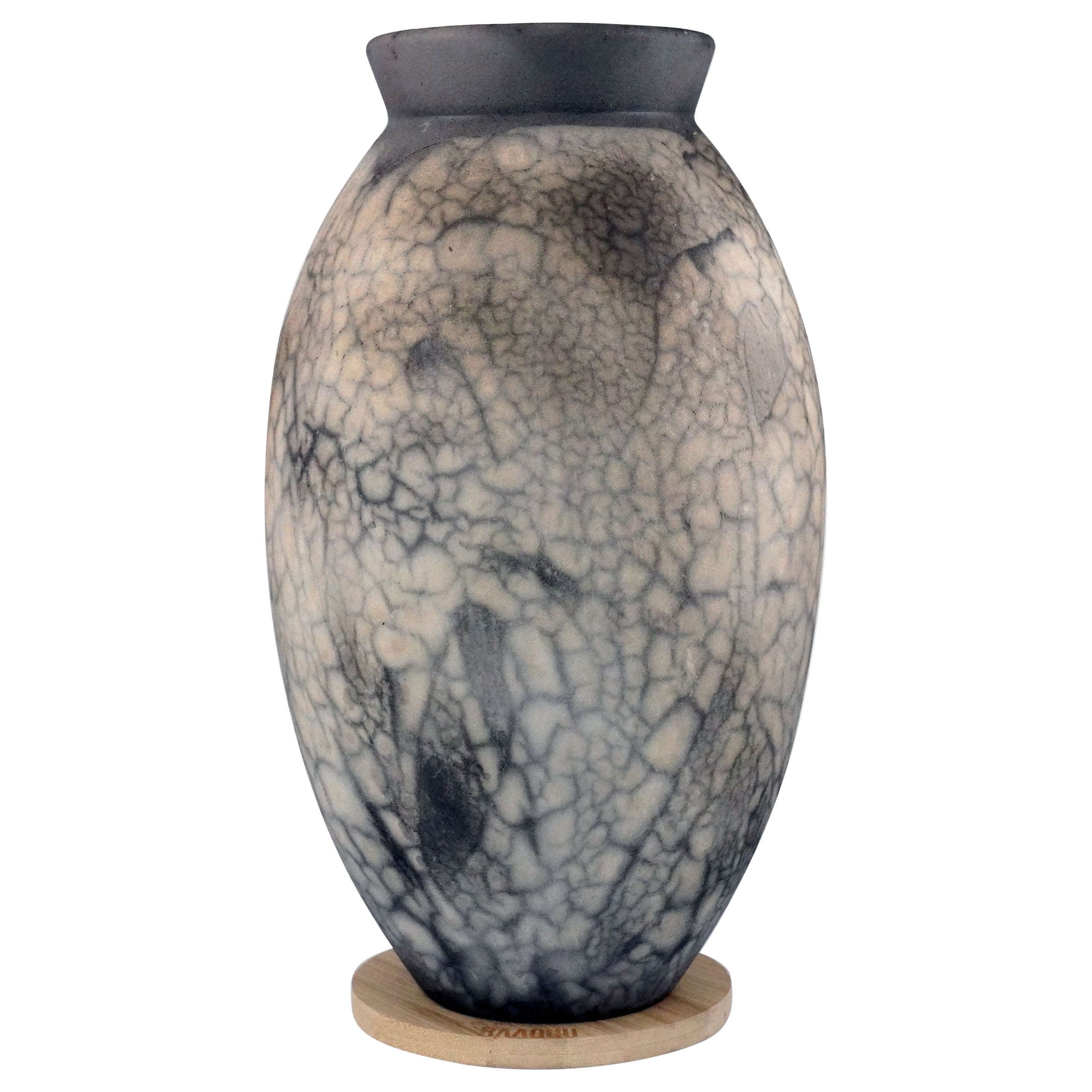 Raaquu Raku Fired Large Oval Vase S/N0000371 Centerpiece Art Series ...