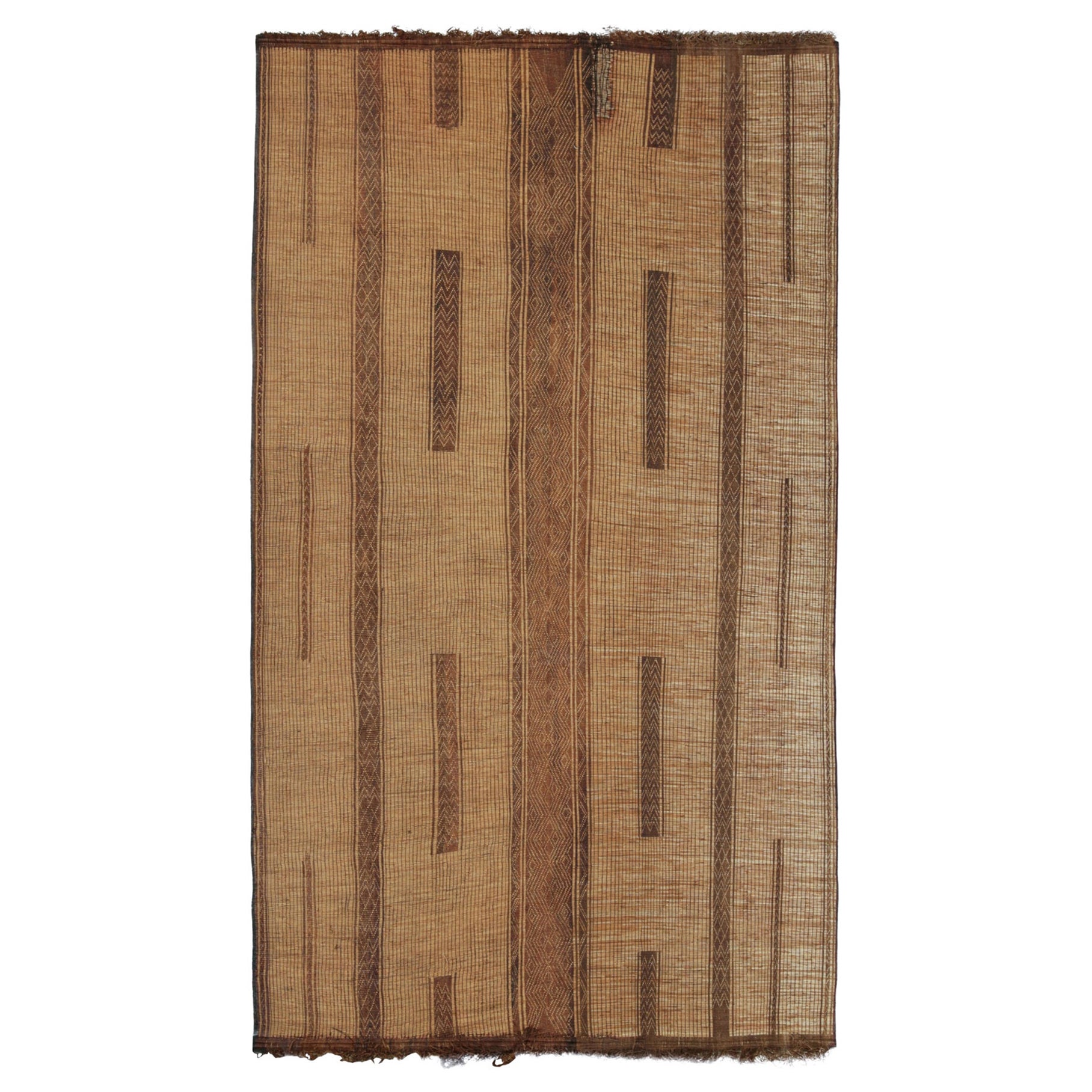 Antique Tuareg Mat Moroccan Rug with Brown Geometric Patterns, from Rug ...