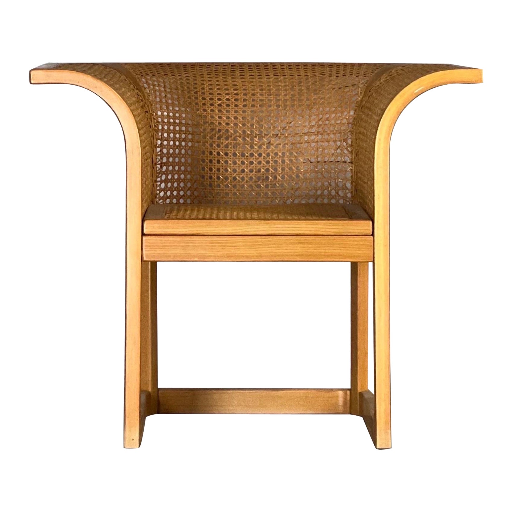 1970s Vienne straw side chair with wooden structure For Sale at 1stDibs
