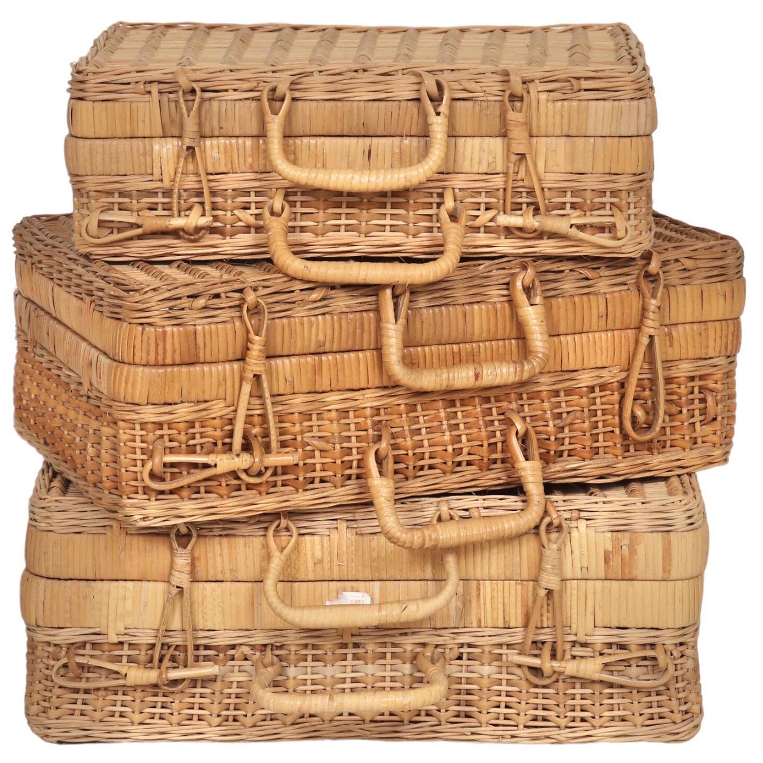 Rattan Wicker Suitcases - Set of 3 For Sale at 1stDibs