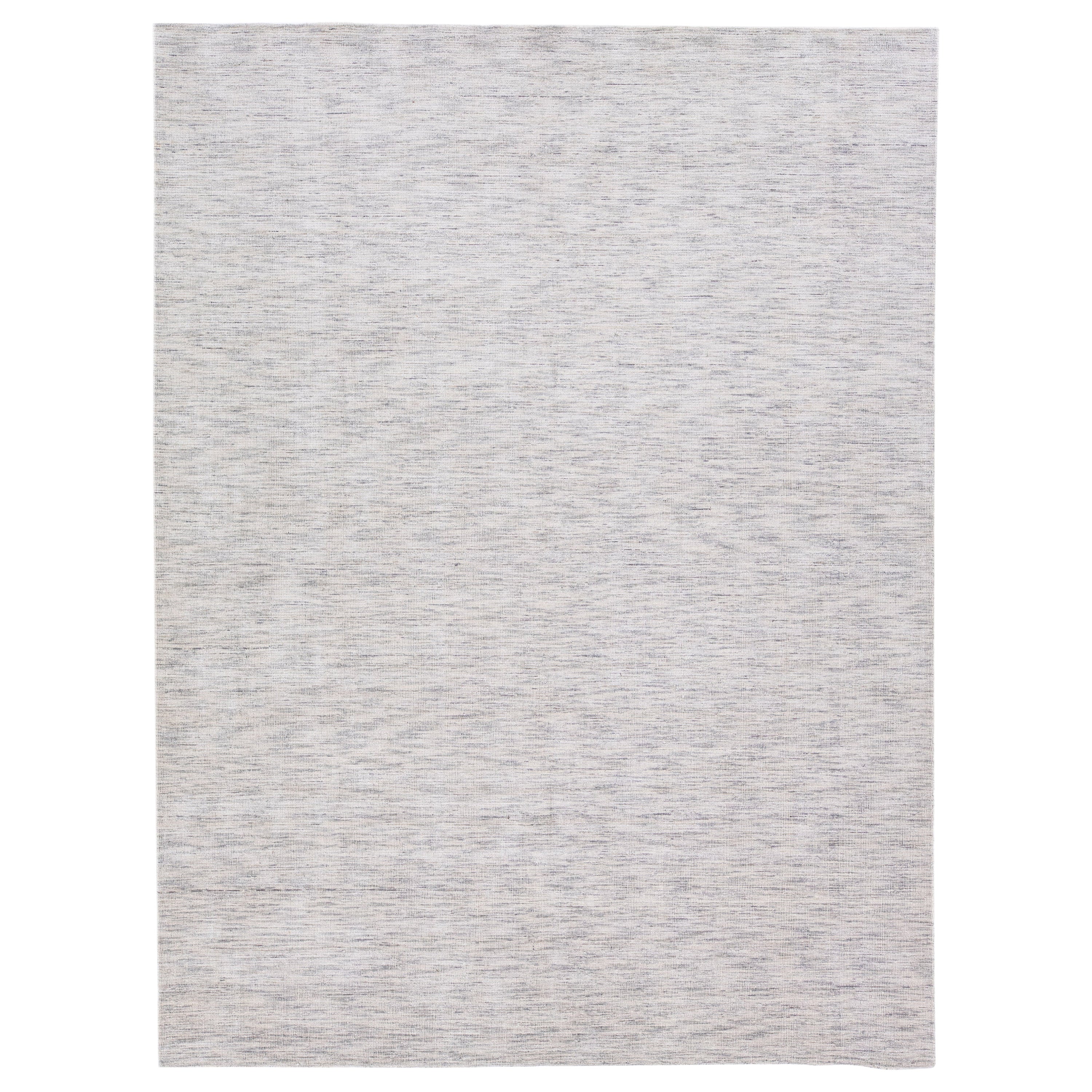 Modern Indian Loop / Cut Handmade Wool Rug in Light Gray By Apadana For ...