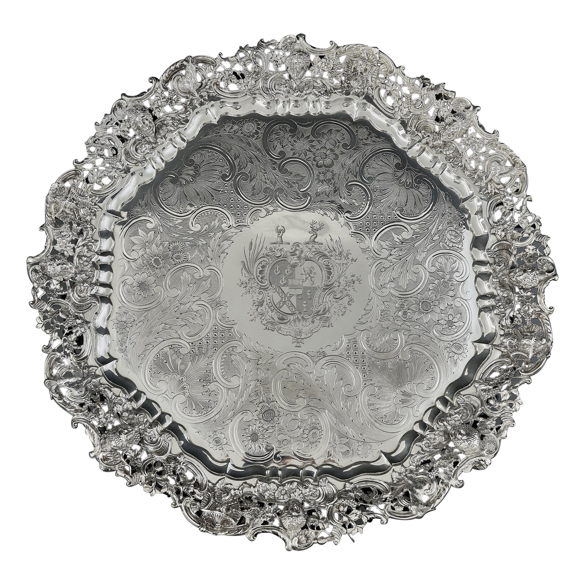 Large and impressive George IV silver salver For Sale at 1stDibs