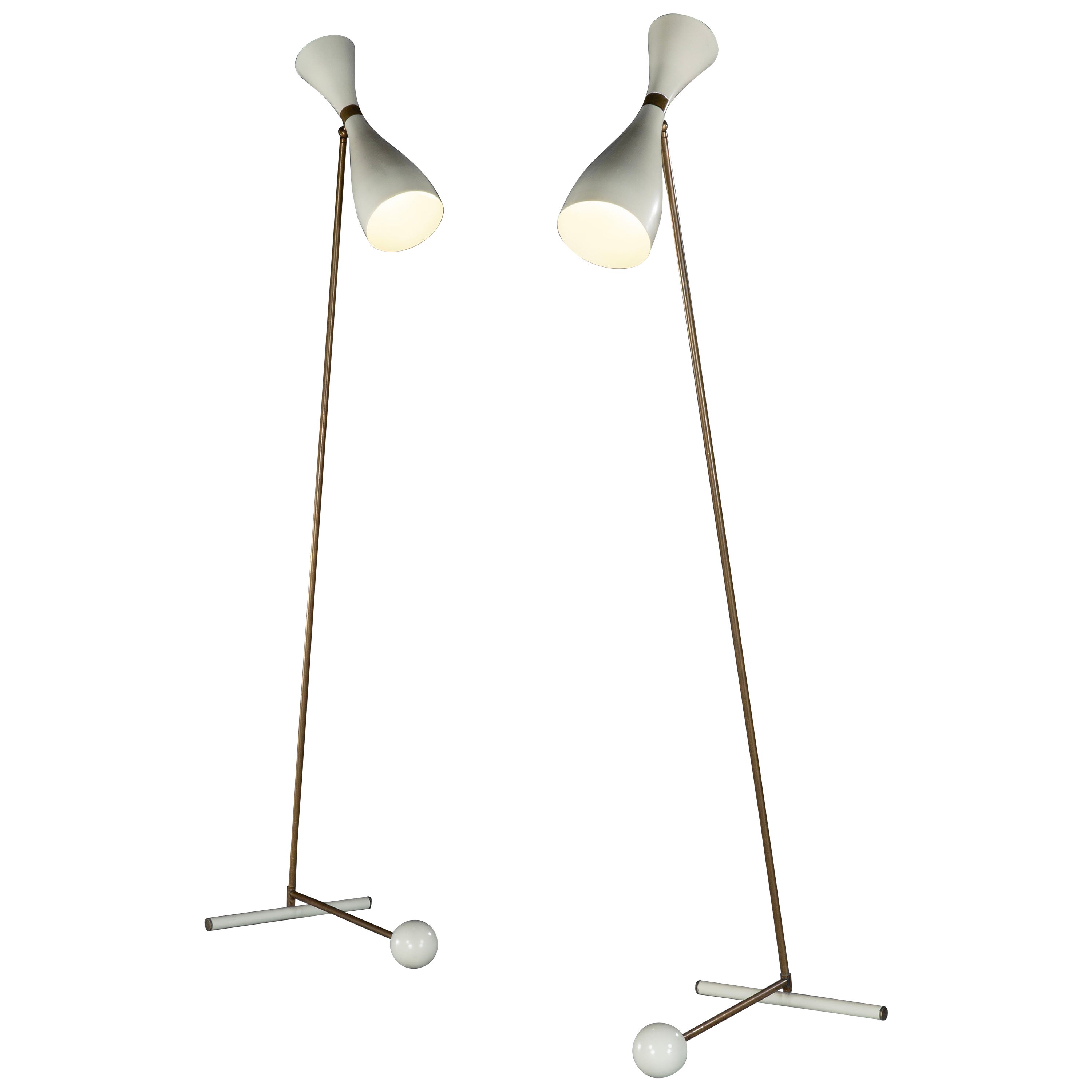 Lamp Floor Standing Pair Stilnovo White Counterweighted Adjustable ...