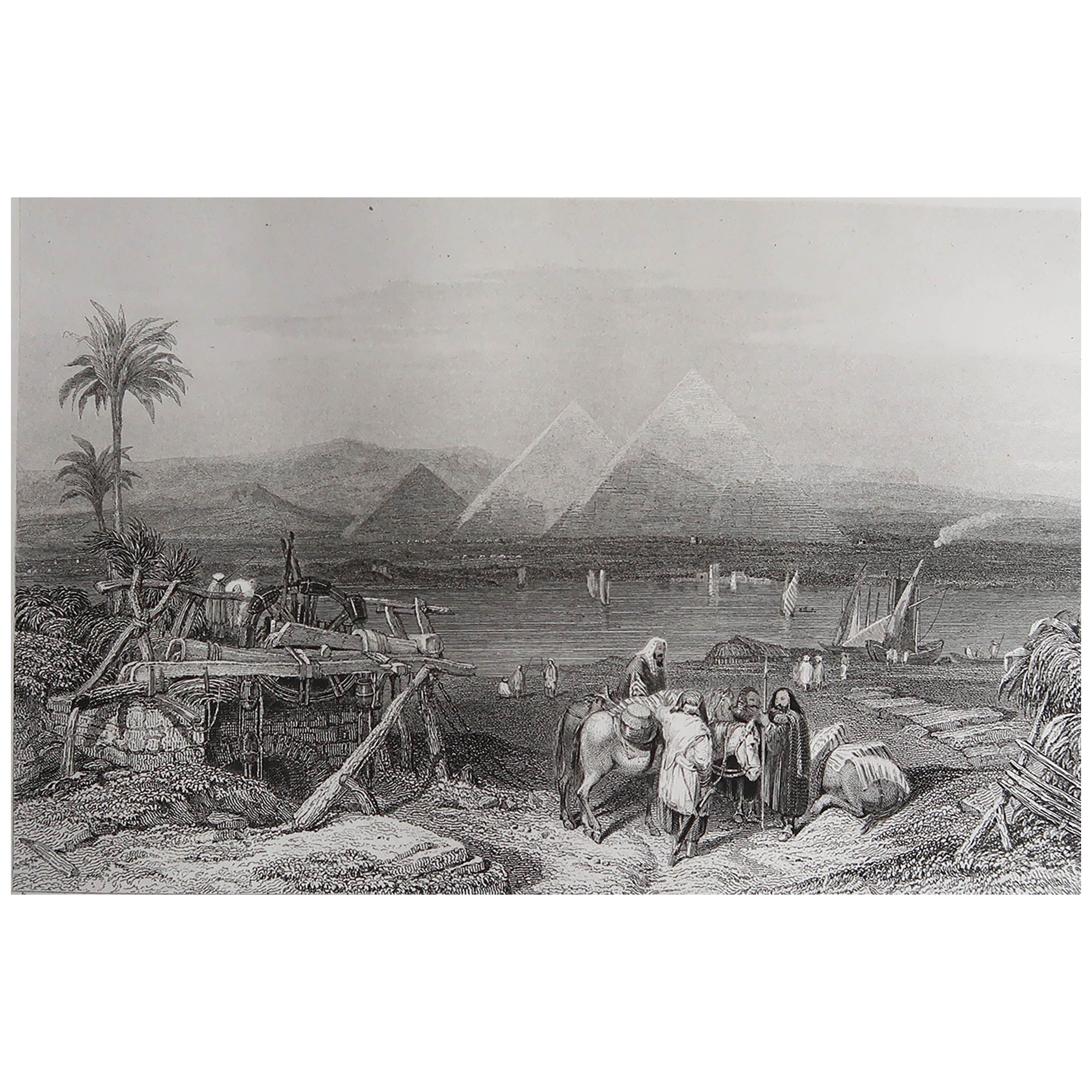 Original Antique Print of The Pyramids of Giza, Egypt, After Stanfield ...