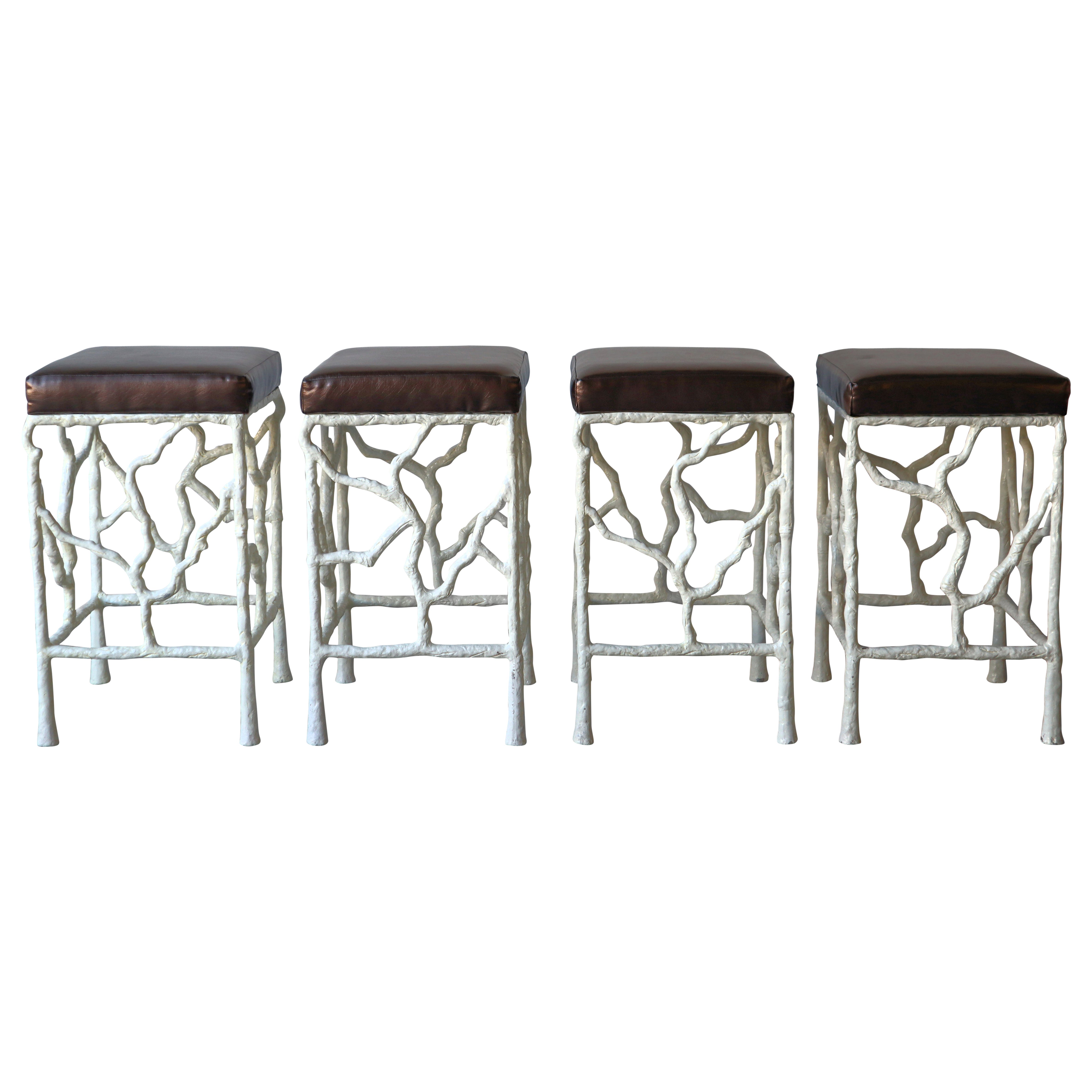 Set of 4 Cast Metal Branch Counter Stools For Sale at 1stDibs