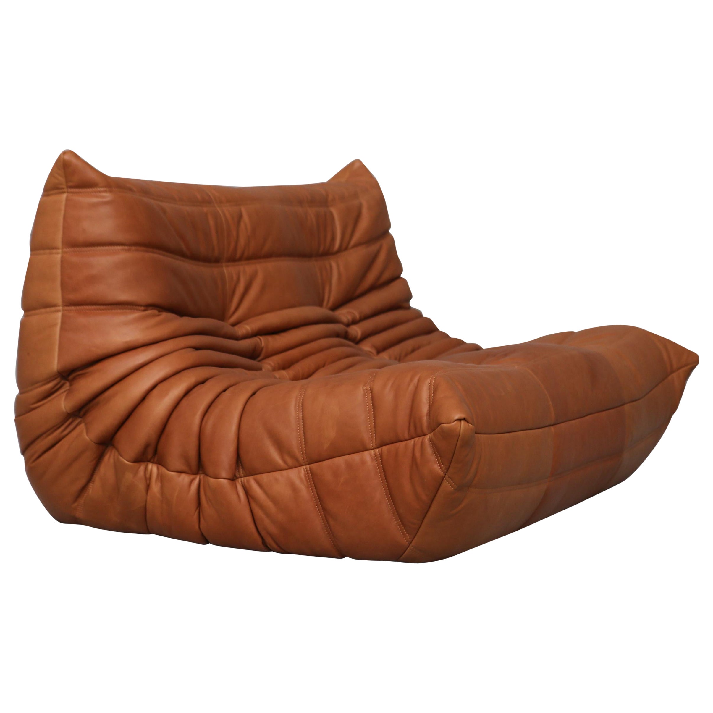 Vintage Togo Ligne Roset Lounge sofa Design 1973 in Cognac Full Grain ...