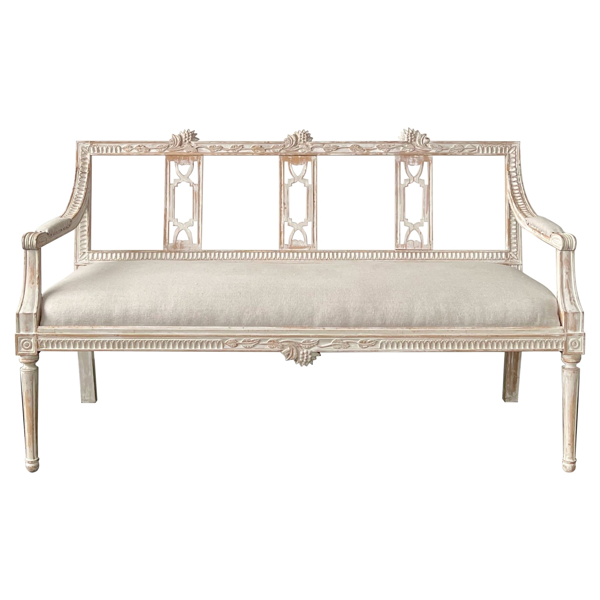 Gustavian Style Stick-Back Settee at 1stDibs