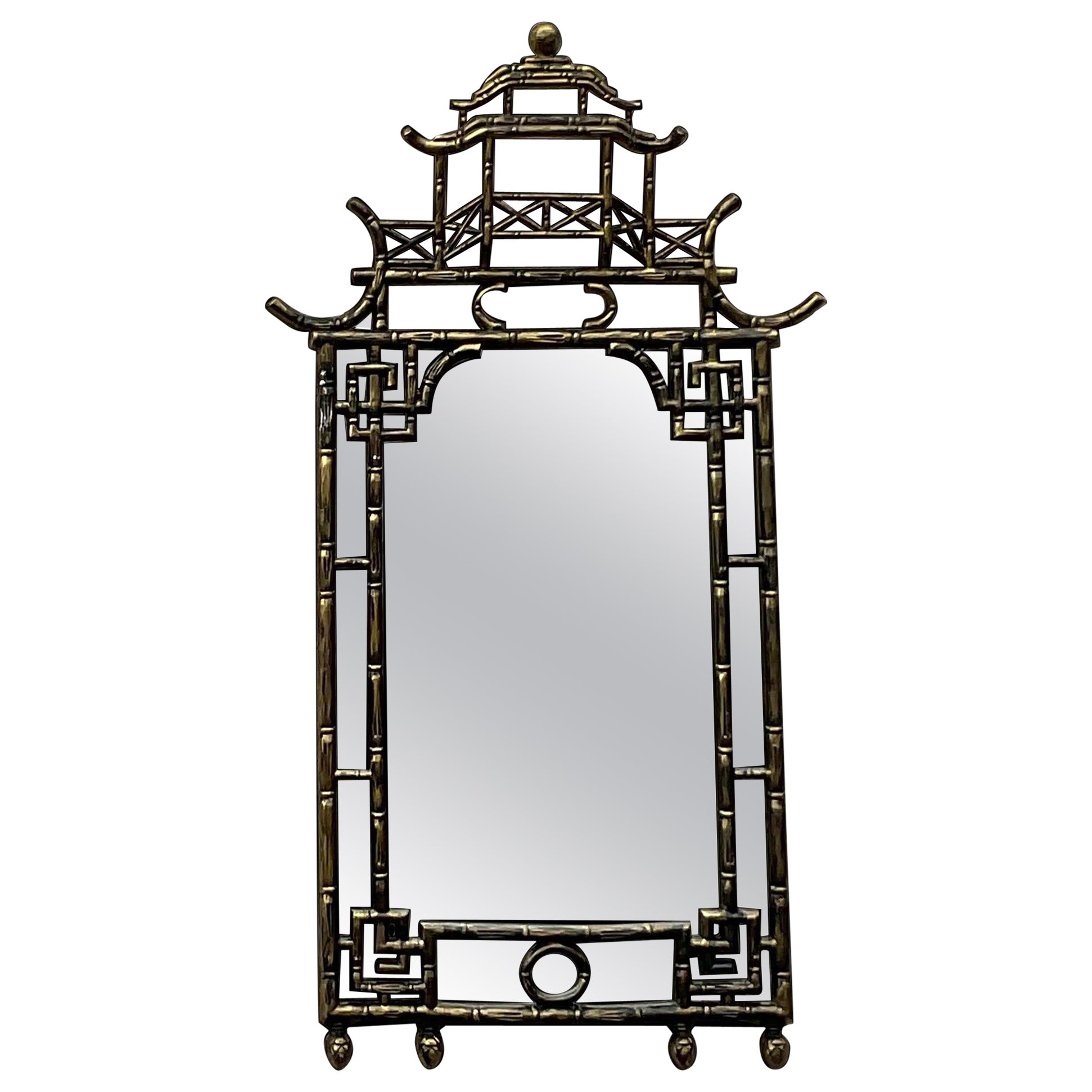 Vintage Asian Gilt Tipped Pagoda Mirror For Sale at 1stDibs
