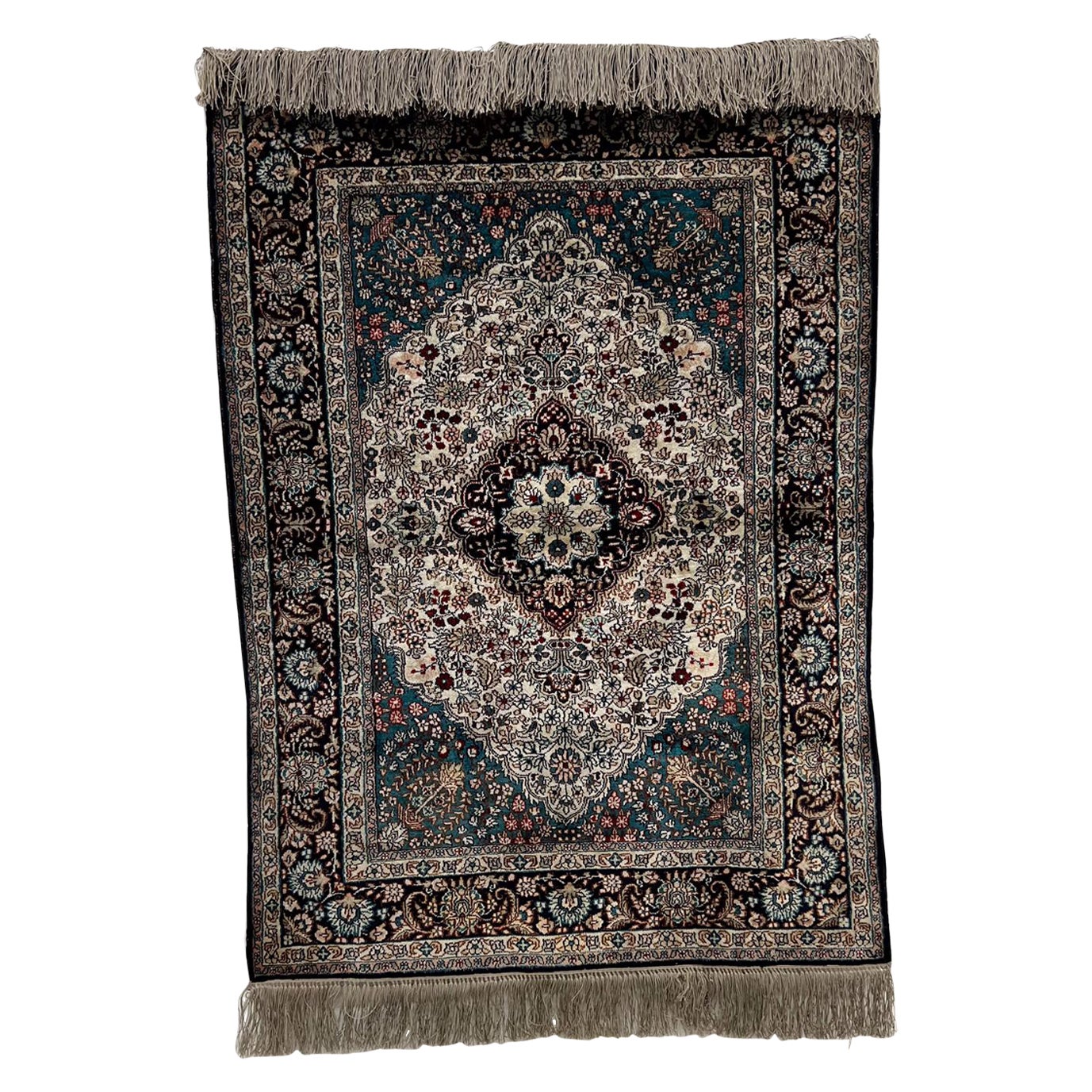 1960s Fine Silk Hand Knotted Rug Persian Tapestry Textile Art For Sale ...