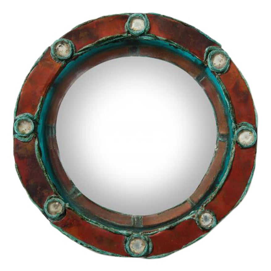 Small Convex Copper Mirror in the Manner of Line Vautrin, c. 1960 For ...