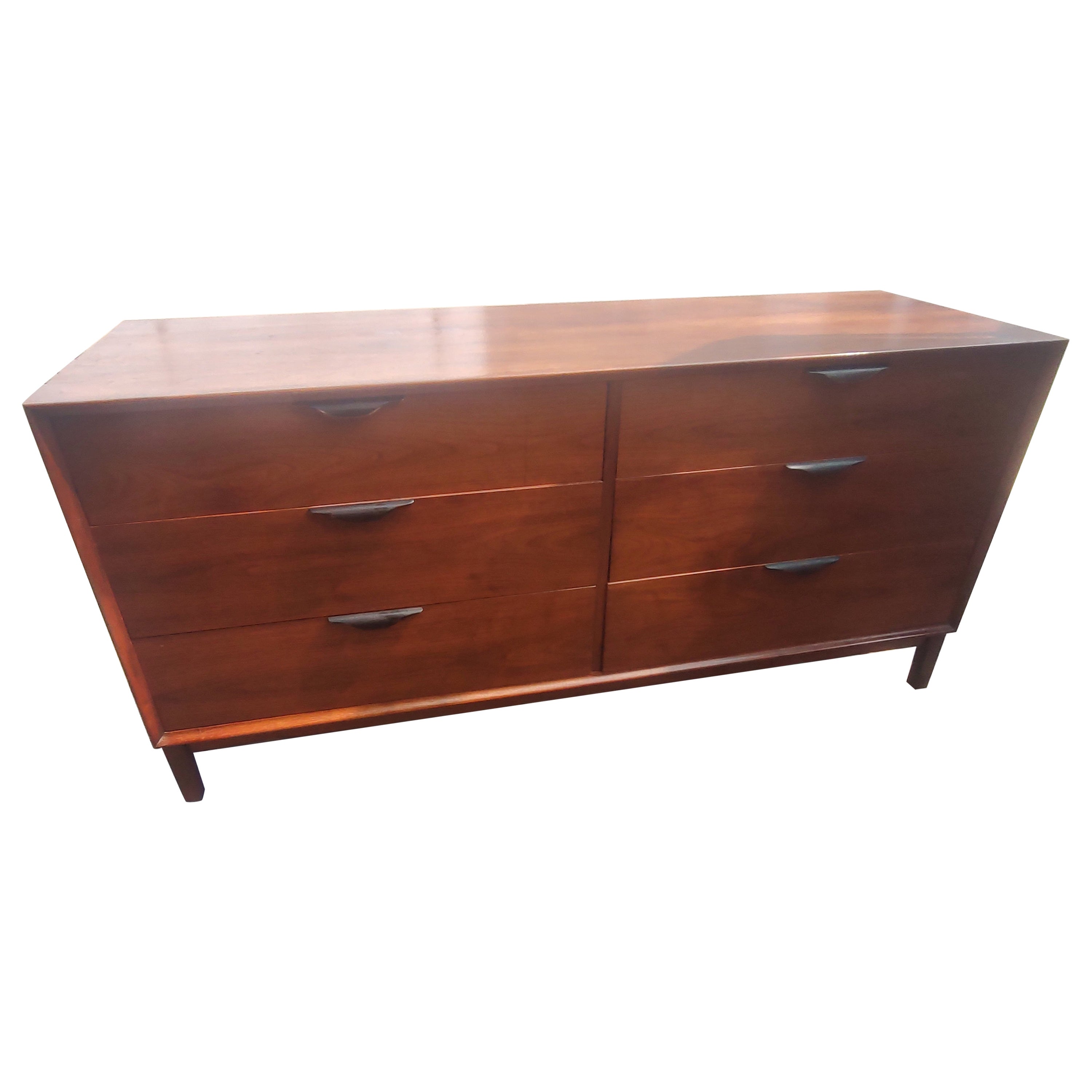 Mid Century Modern 6 Drawer Walnut Dresser by Dillingham C 1968 For ...