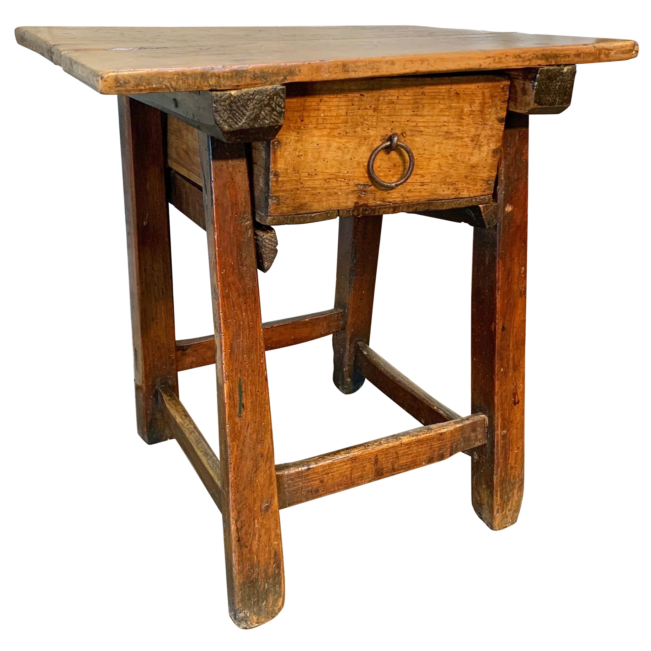 Late 1800s French Walnut Hand Carved Side Table For Sale at 1stDibs