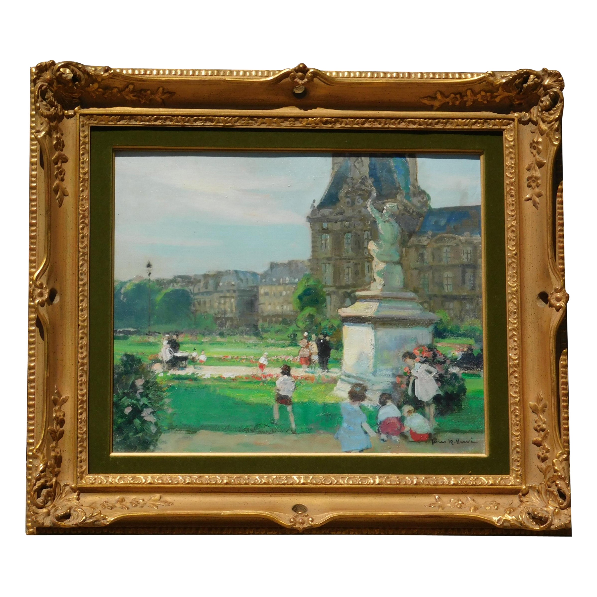 Jules Rene Herve Oil on Canvas - "Le Jardin des Tuileries, Paris" For ...