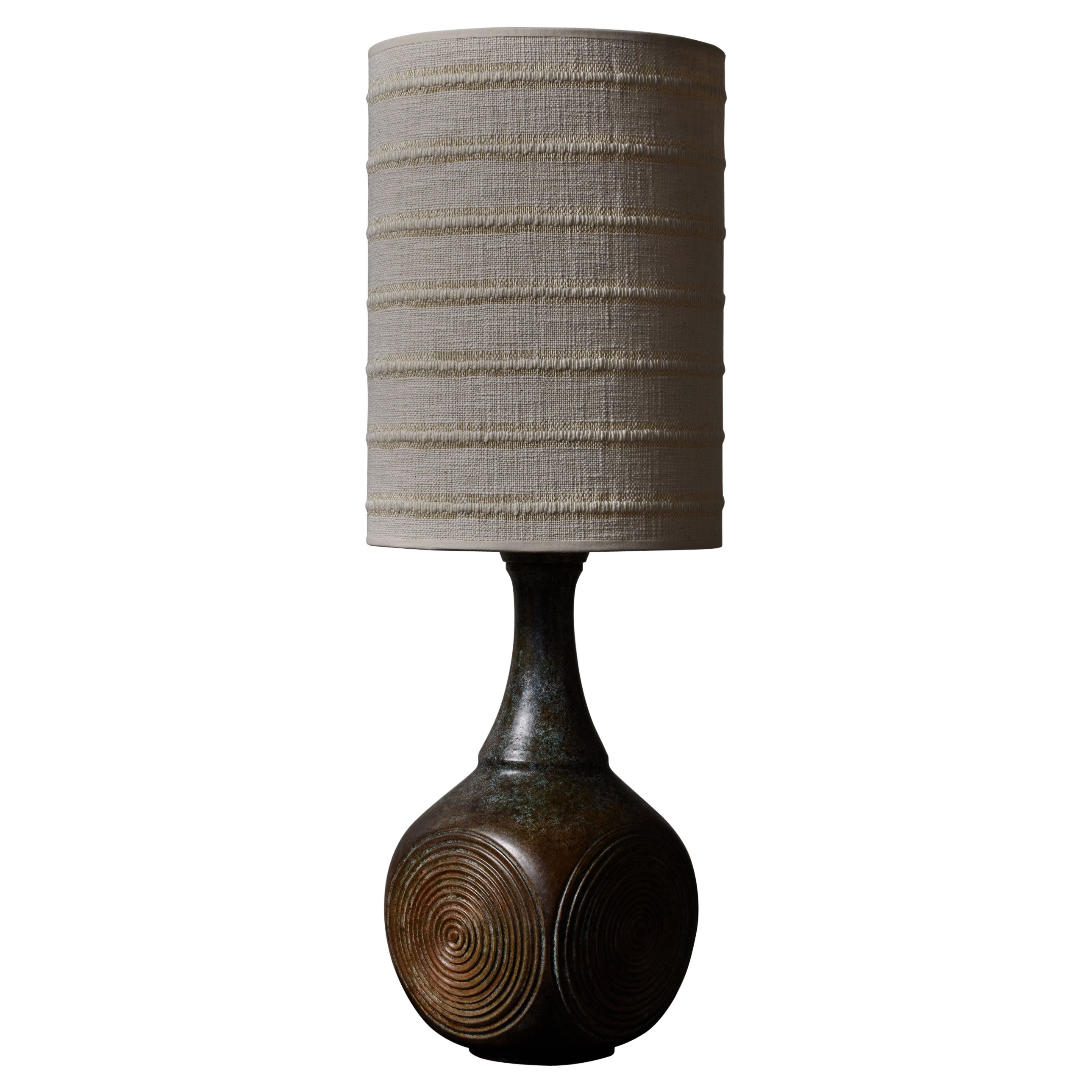 Ceramic Table Lamp by La Grange aux Potiers with Dedar Fabric Shade For ...
