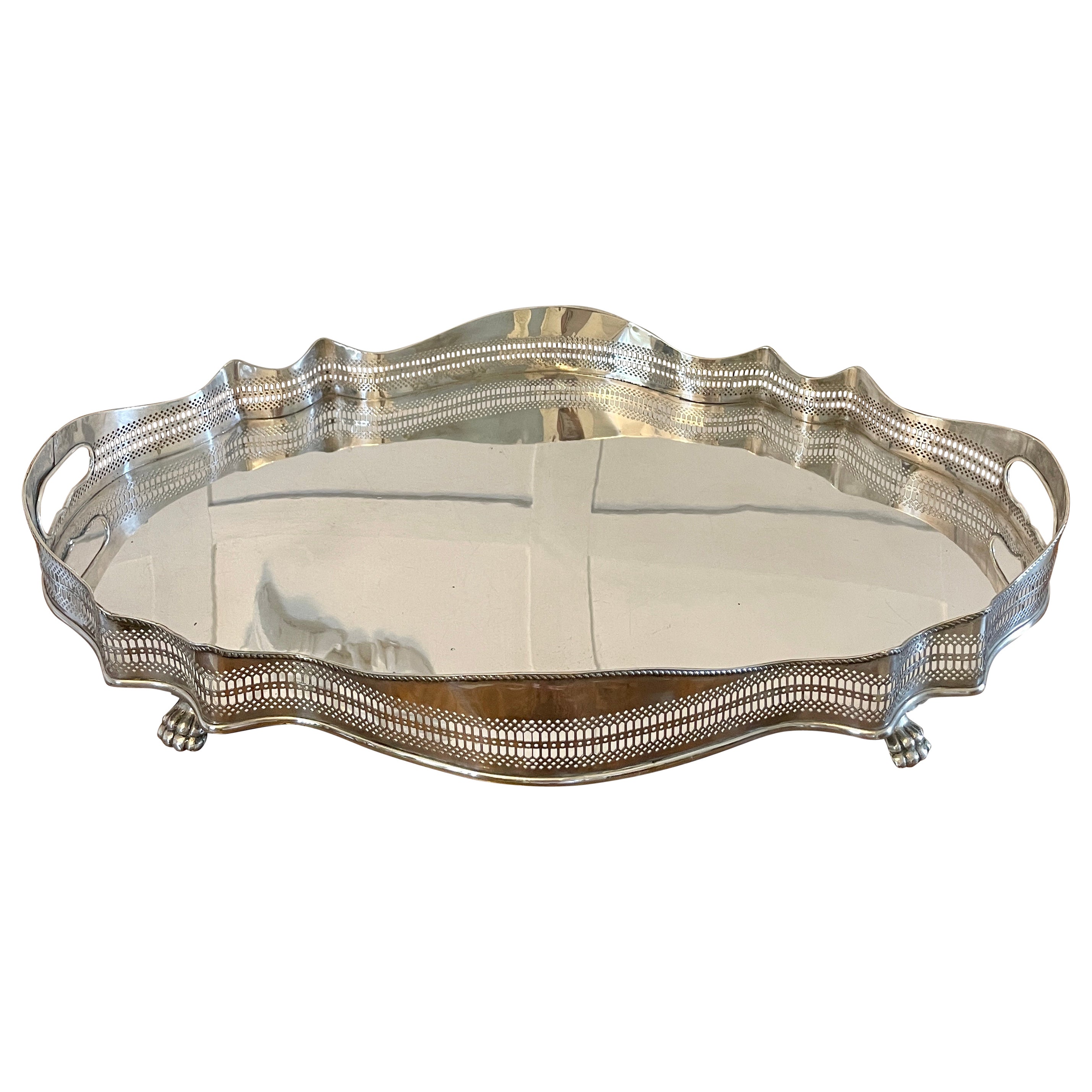 Antique Edwardian Sterling Silver Serving Tray Tea Tray 1906 For Sale ...