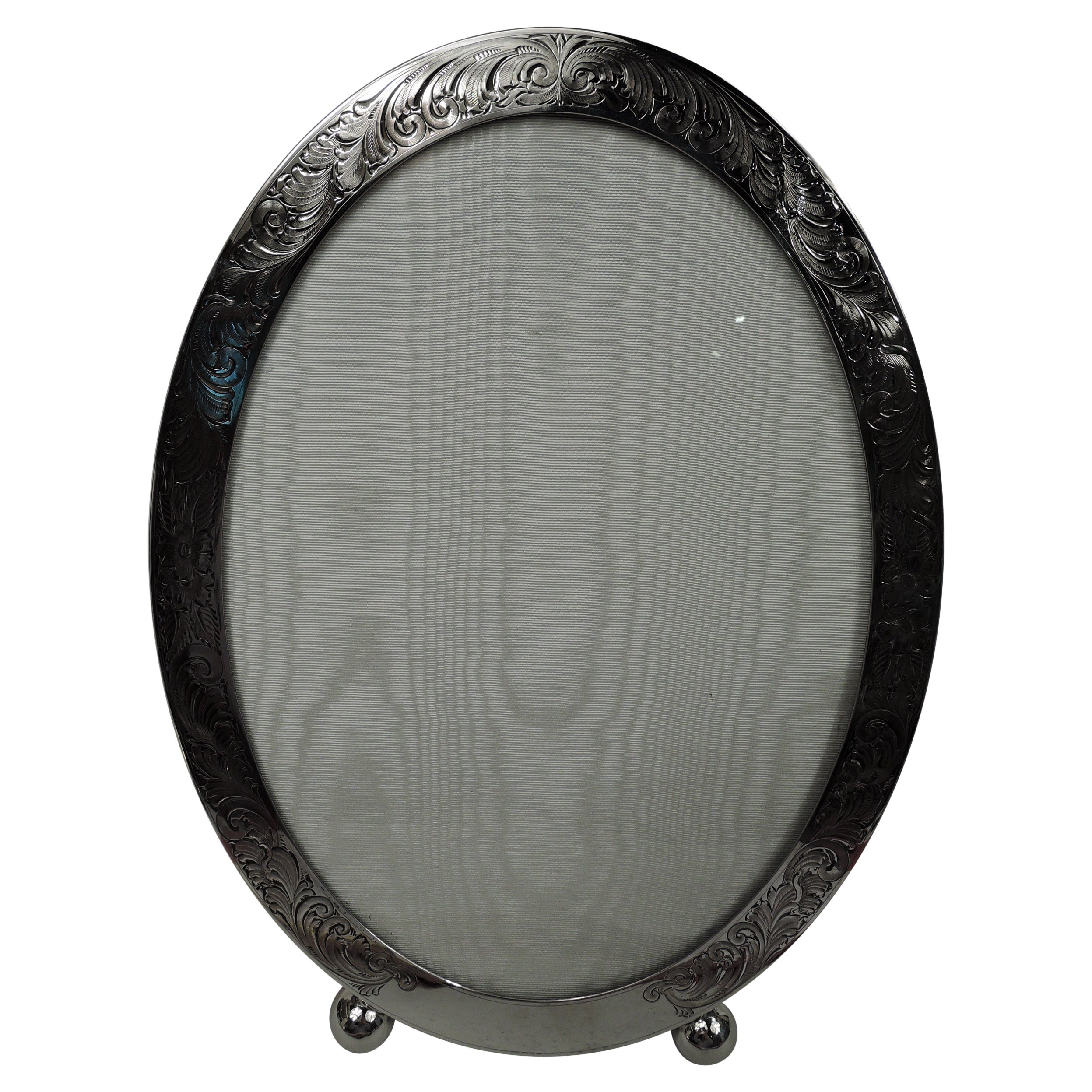 Victorian Classical Sterling Silver Jeweled Oval Picture Frame For Sale ...