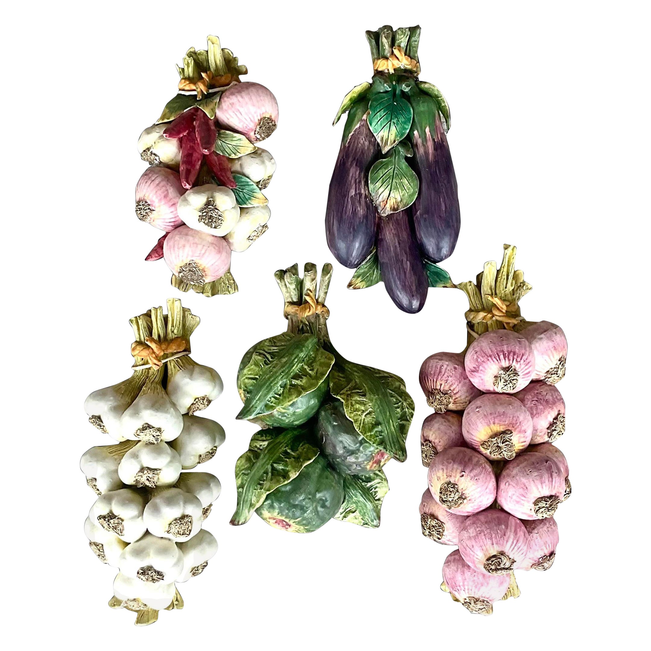 Vintage Italian Hand Painted Matte Glazed Ceramic Vegetable Bundles ...