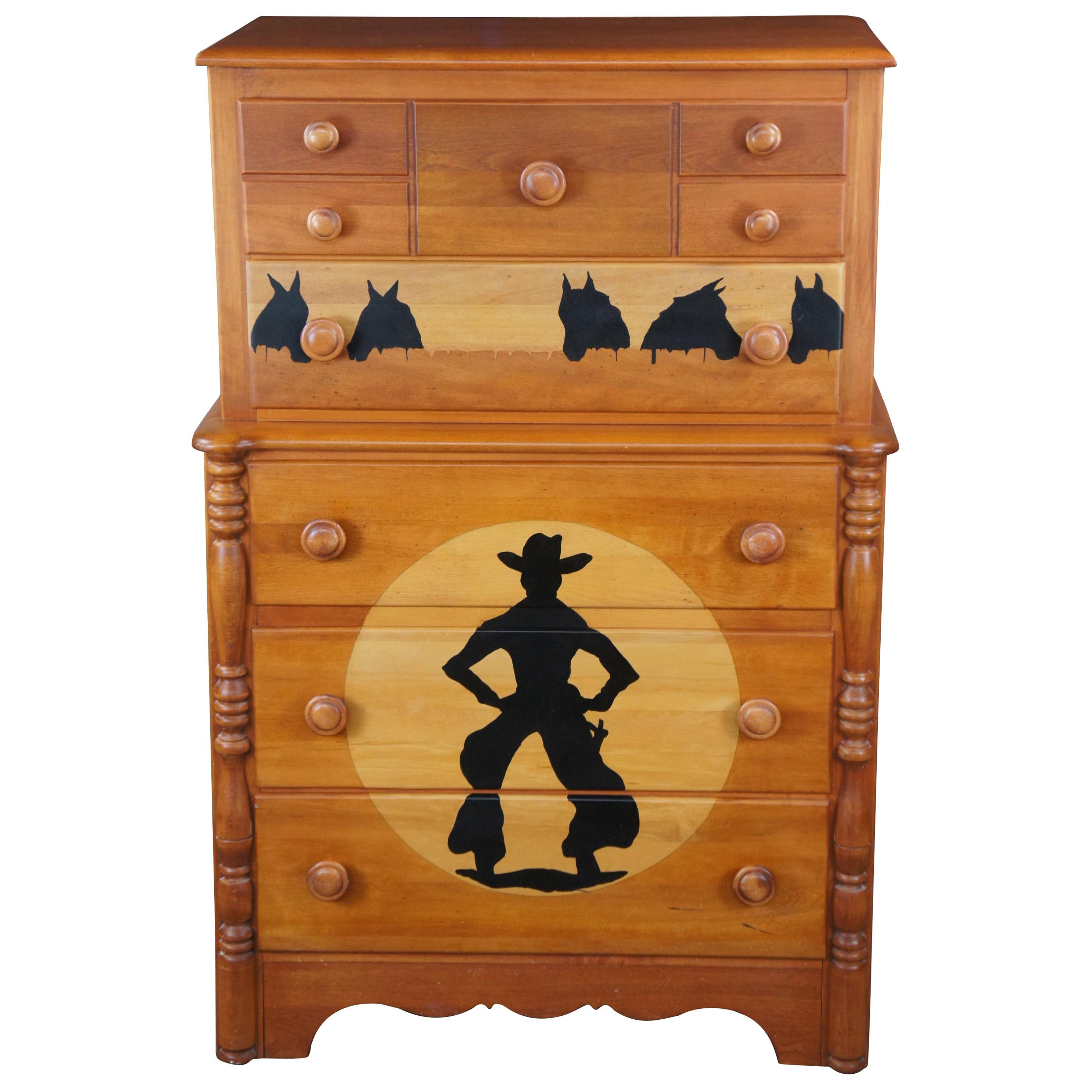 Thomas Molesworth American Walnut Western Cowboy Horse Tallboy Chest ...