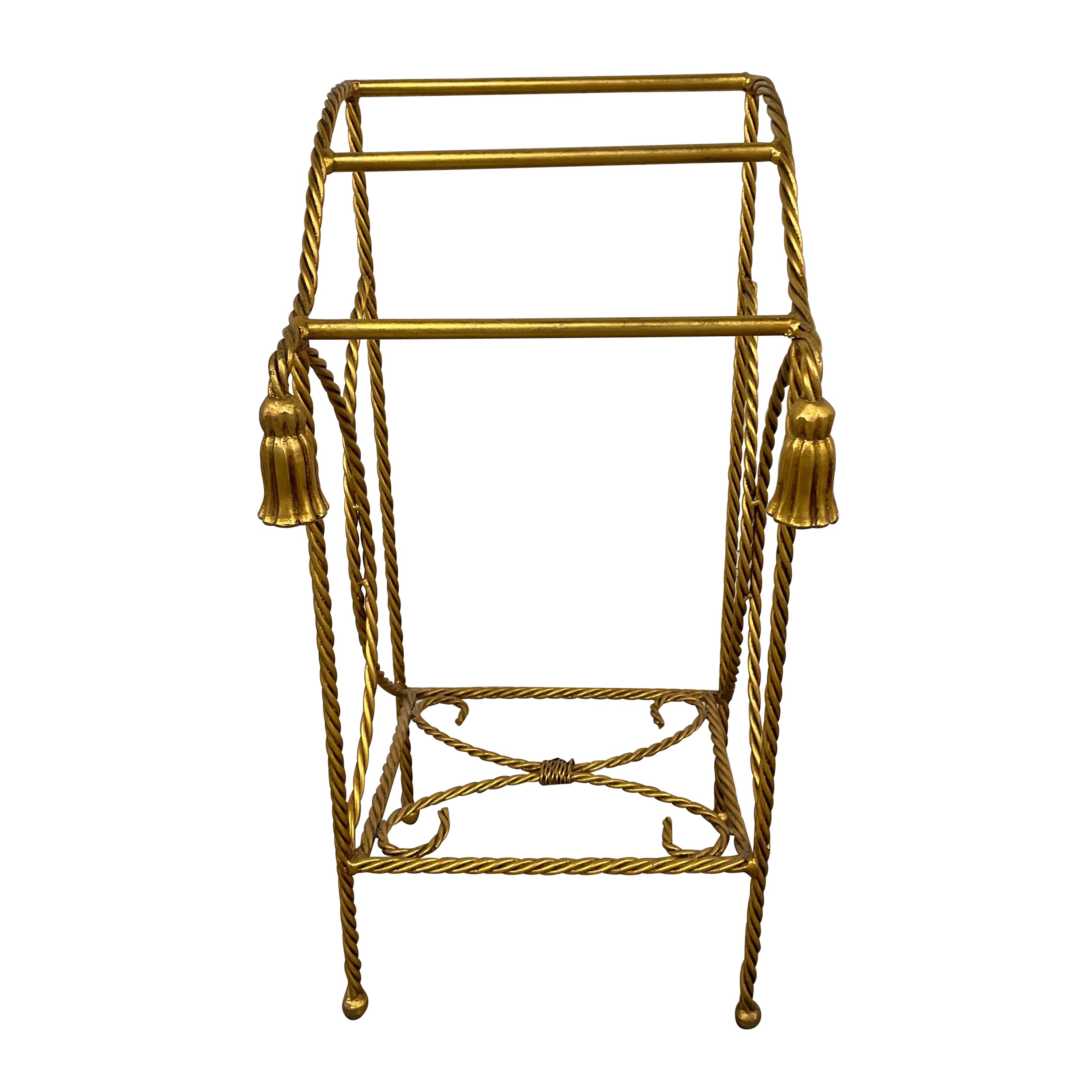 Vintage Italian Gilded Tassel and Rope Towel Rack For Sale at 1stDibs