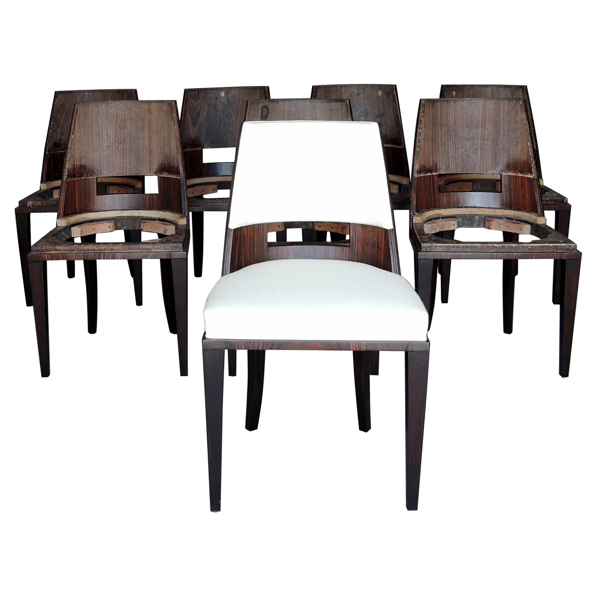 Set of 8 Fine French Art Deco Dining Chairs by DIM For Sale at 1stDibs