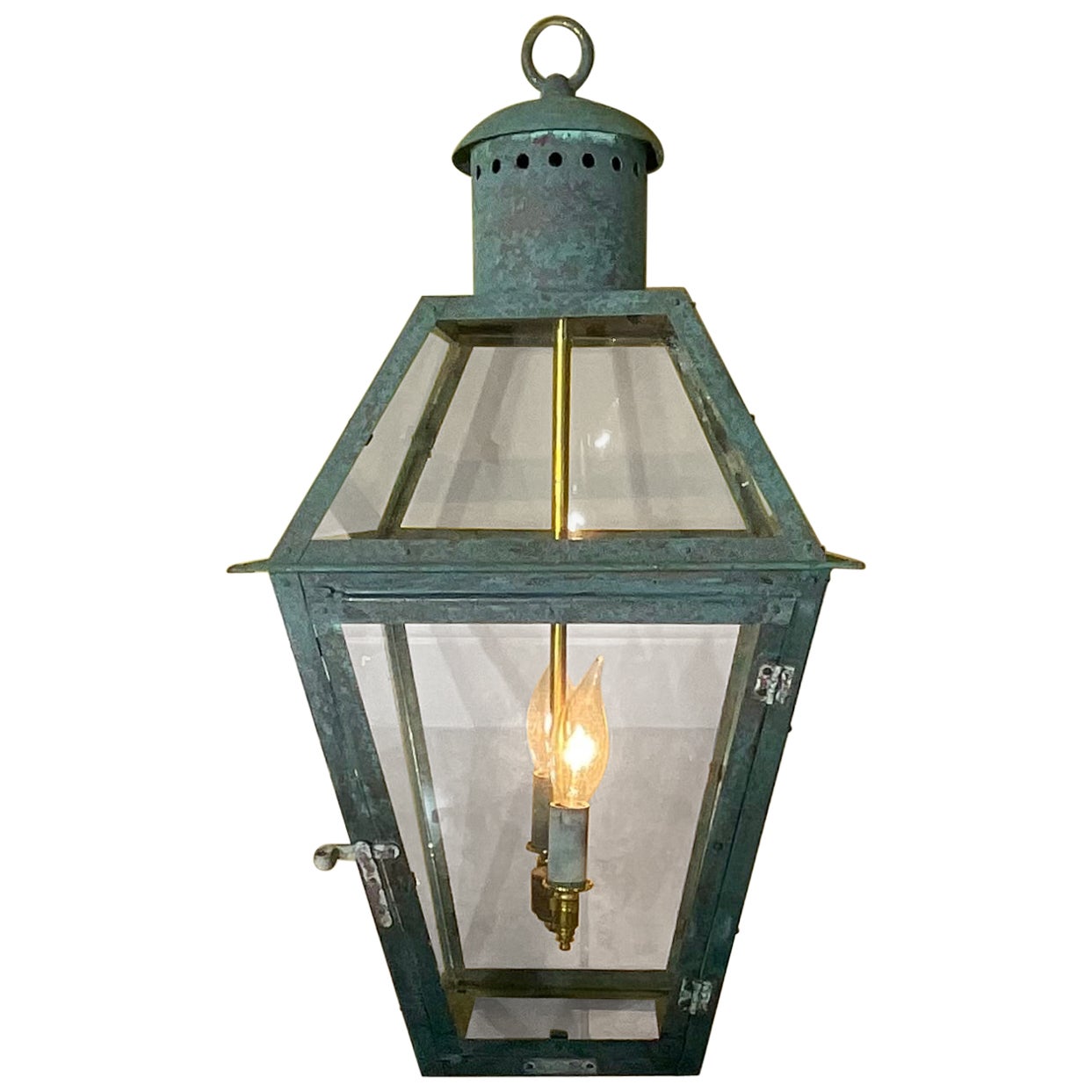 Four-Sides Hanging Copper Lantern For Sale at 1stDibs