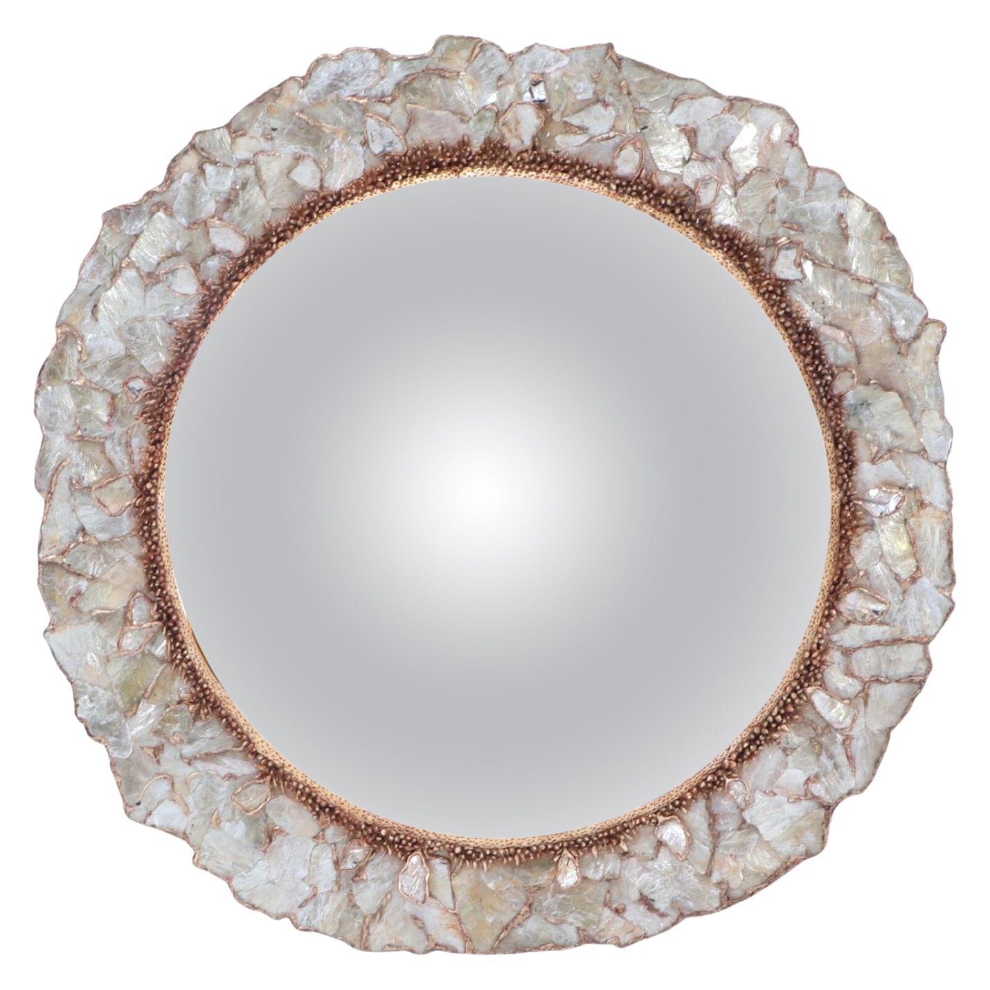 Artist made one of a kind lilac color mica and resin mirror, gilt resin ...