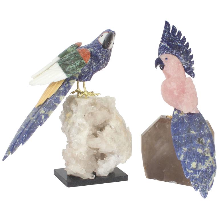 Two Carved Stone Parrots Individually Priced at 1stDibs