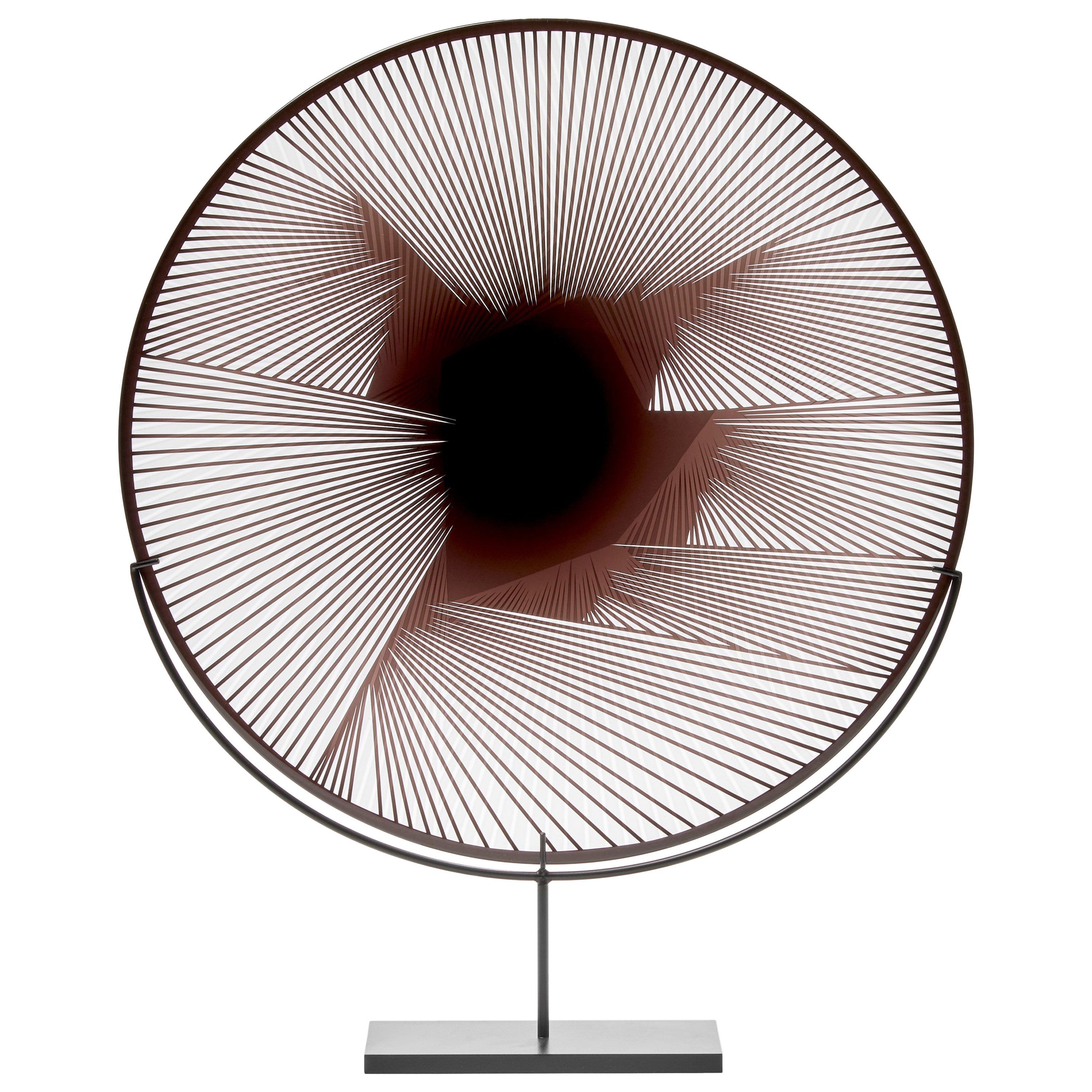 Monochrome Abstract, black and clear mounted decorative glass rondel by ...