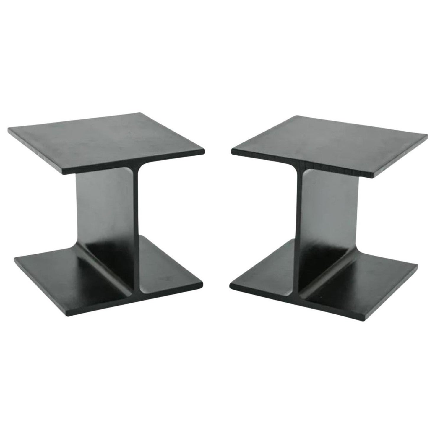 Ward Bennett Inspired Pair Enameled Steel I-Beam Side or End Tables Mid ...