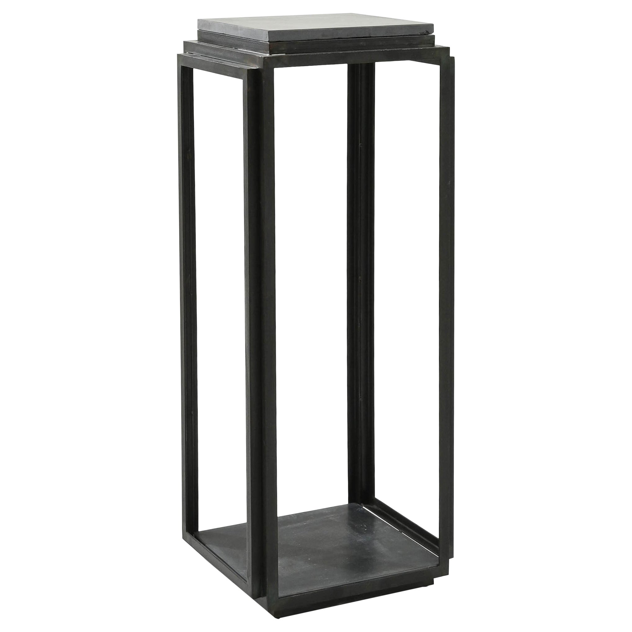 Vintage Metal and Stone Pedestal For Sale at 1stDibs