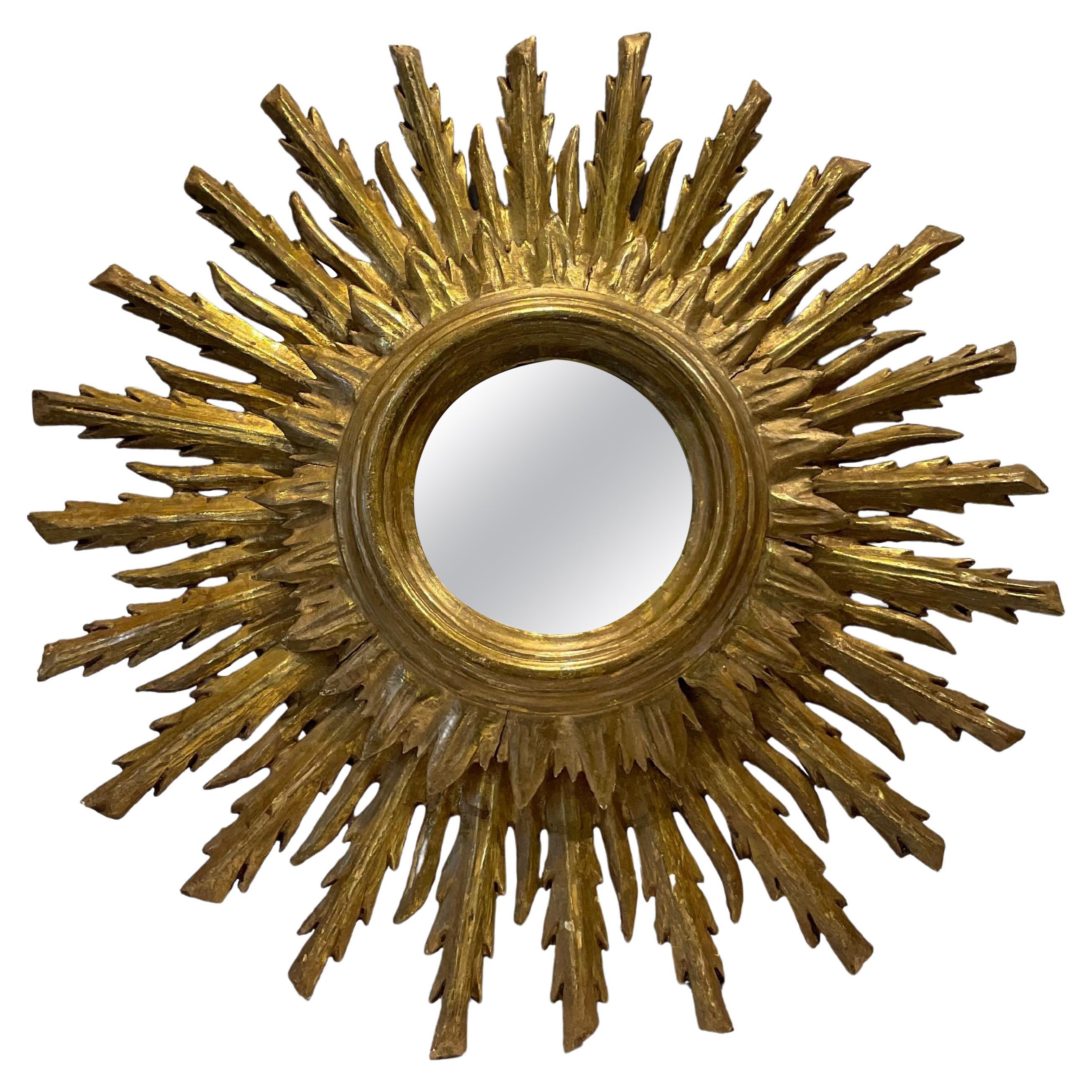 Vintage Ebonized Sunburst Mirror For Sale at 1stDibs