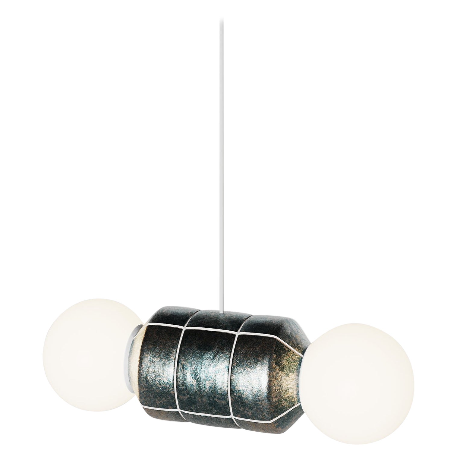 Small horizontal pendant ceramic handmade Lamp “Navazi”, Pottery Contemporary For Sale at 1stDibs