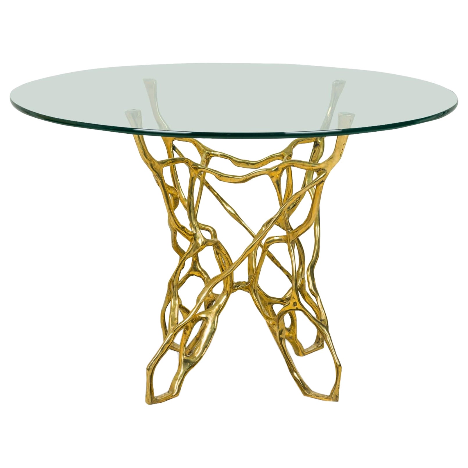 "Catarina" American-Style Bronze Biomorphic Dining Table with Circular ...